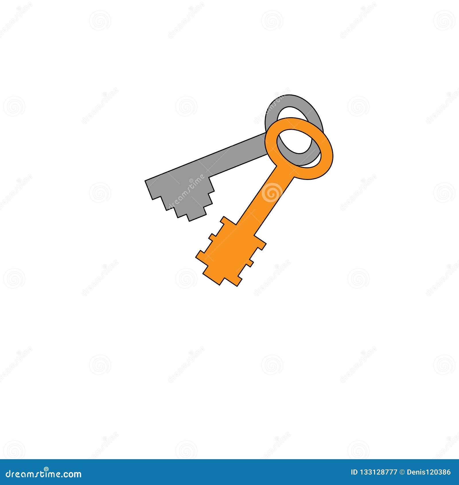 Castle Keys Abstract Vector Sign, Symbol Or Logo Template. Crossed Keys ...