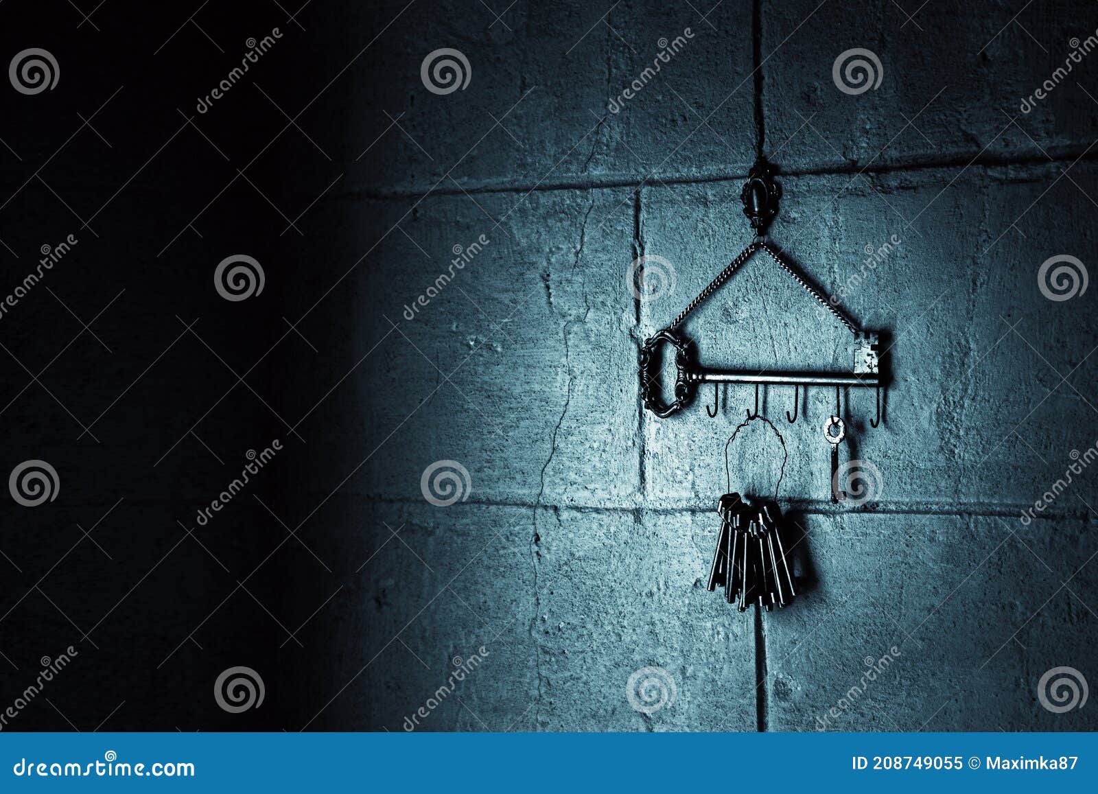 Keys on the wall, horror stock image. Image of mystical - 208749055