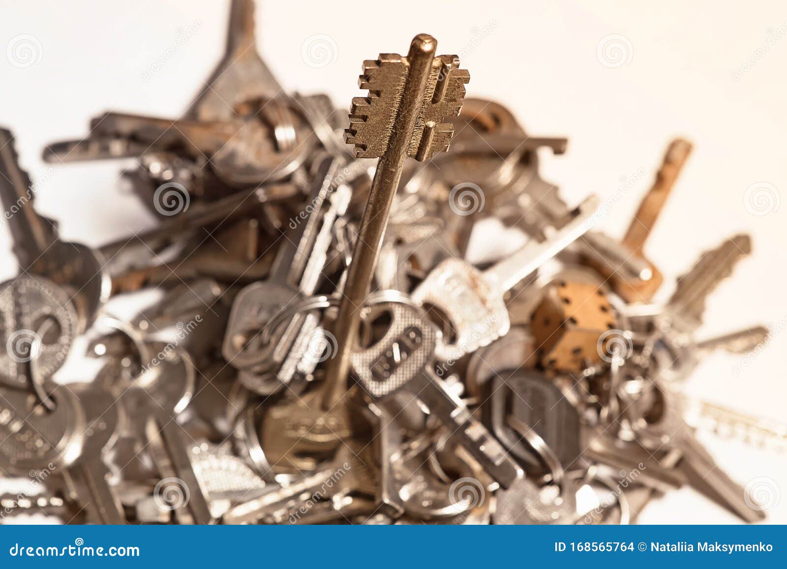 Keys on a White Background, Close-up. Many Keys of Different Sizes ...