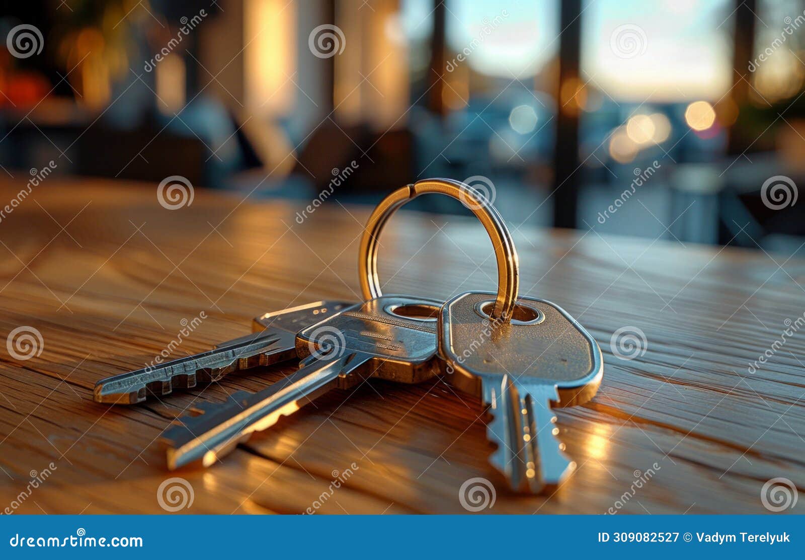 Keys on Wooden Table in Hotel Room Stock Image - Image of keyring, ring ...