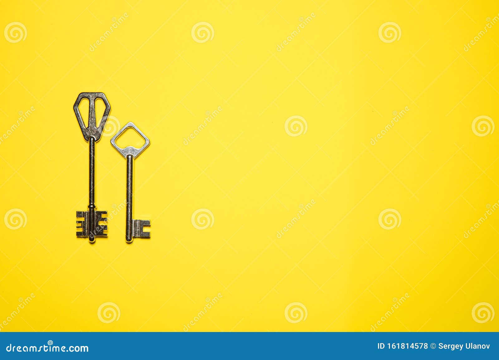 Keys on Yellow Background. Minimal Creative Style Stock Photo - Image ...