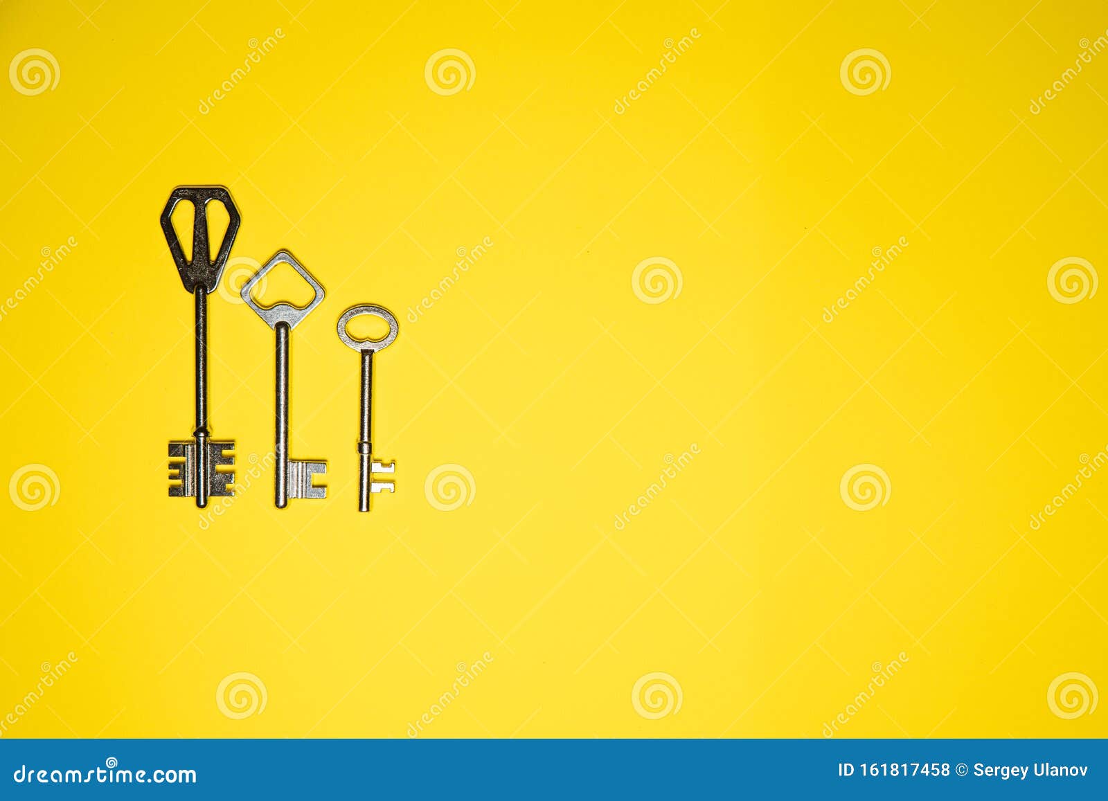 Keys on Yellow Background. Minimal Creative Style Stock Photo - Image ...
