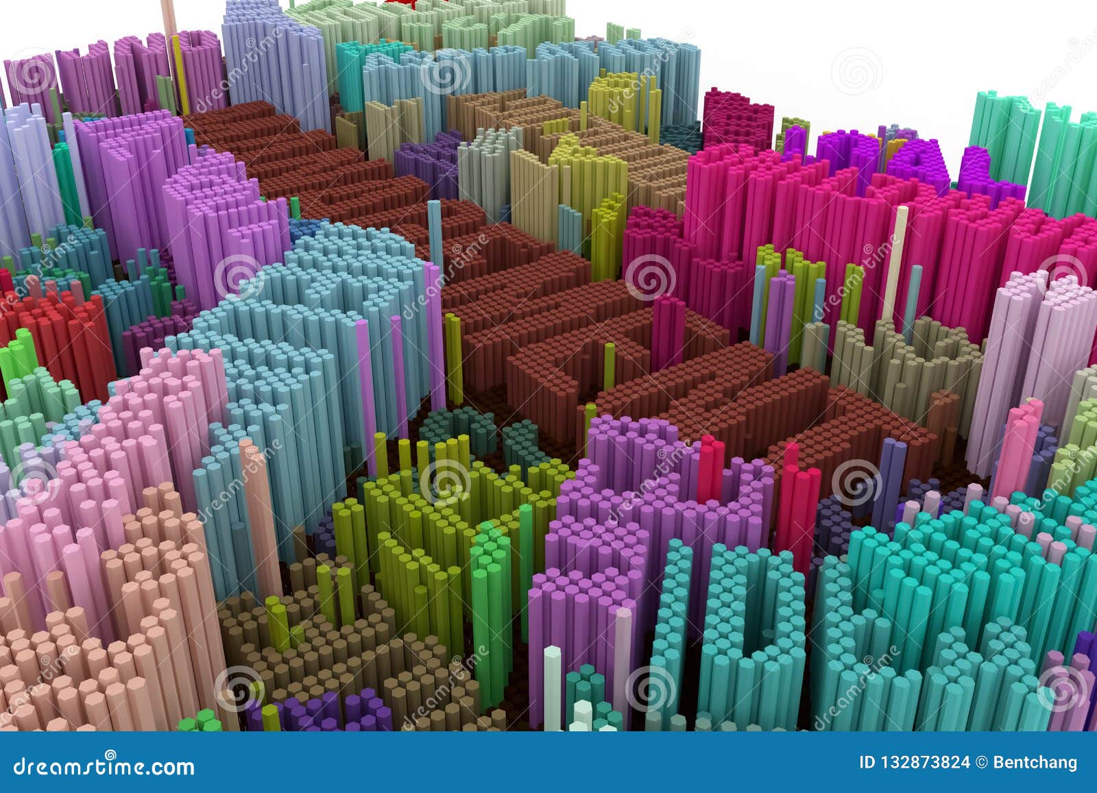 Colorful 3D Rendering. Illustrations of Shape Composition, Geometric ...