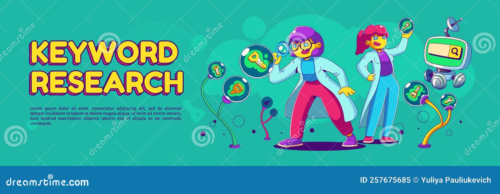 Keyword Research Banner Template, Contemporary Stock Illustration ...