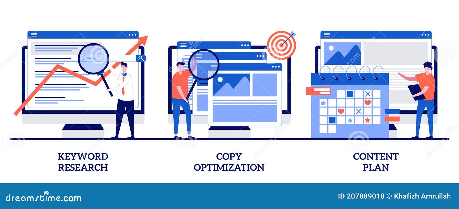 Keyword Research, Copy Optimization, Content Plan Concept with Tiny ...
