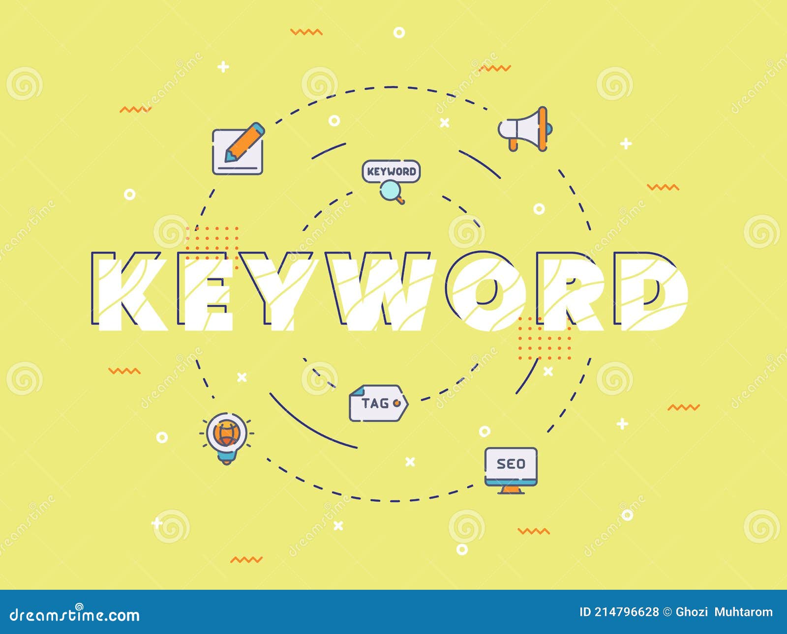 Keyword Typography with Color Outline Style Stock Vector - Illustration ...