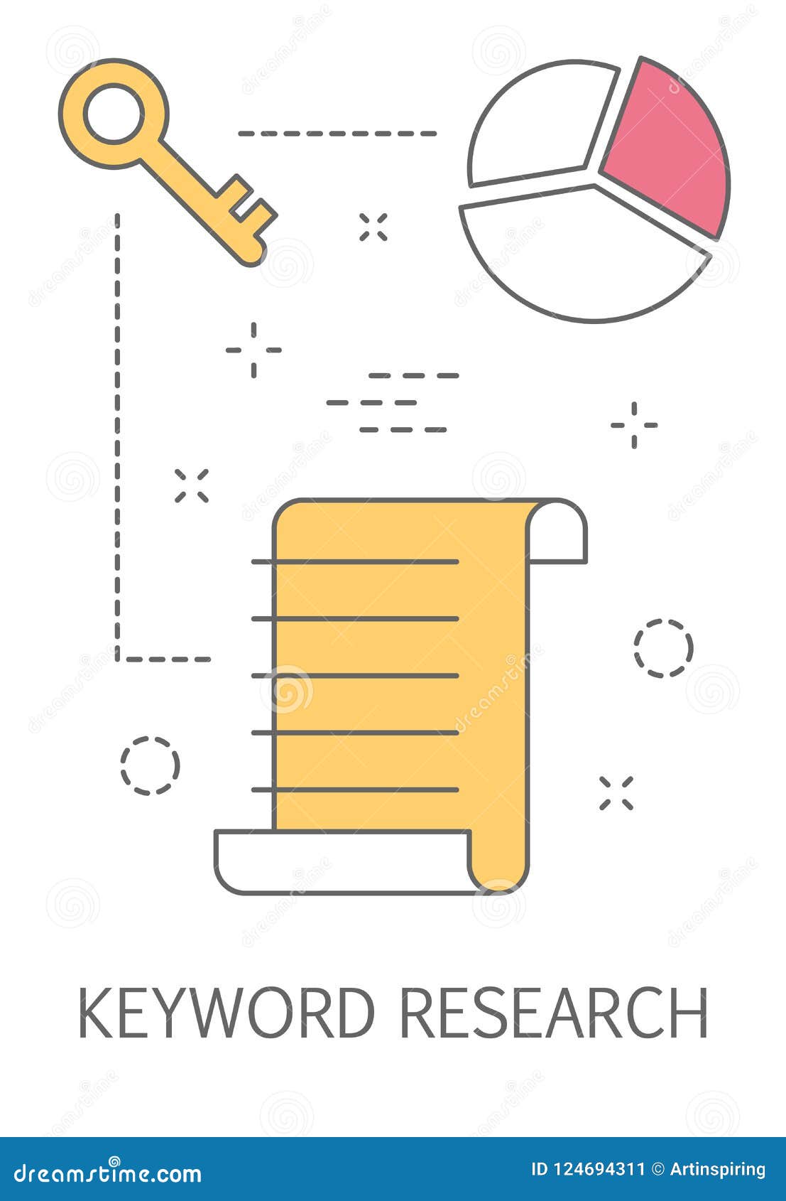 Keywording or Keyword Research Process for SEO. Stock Vector ...