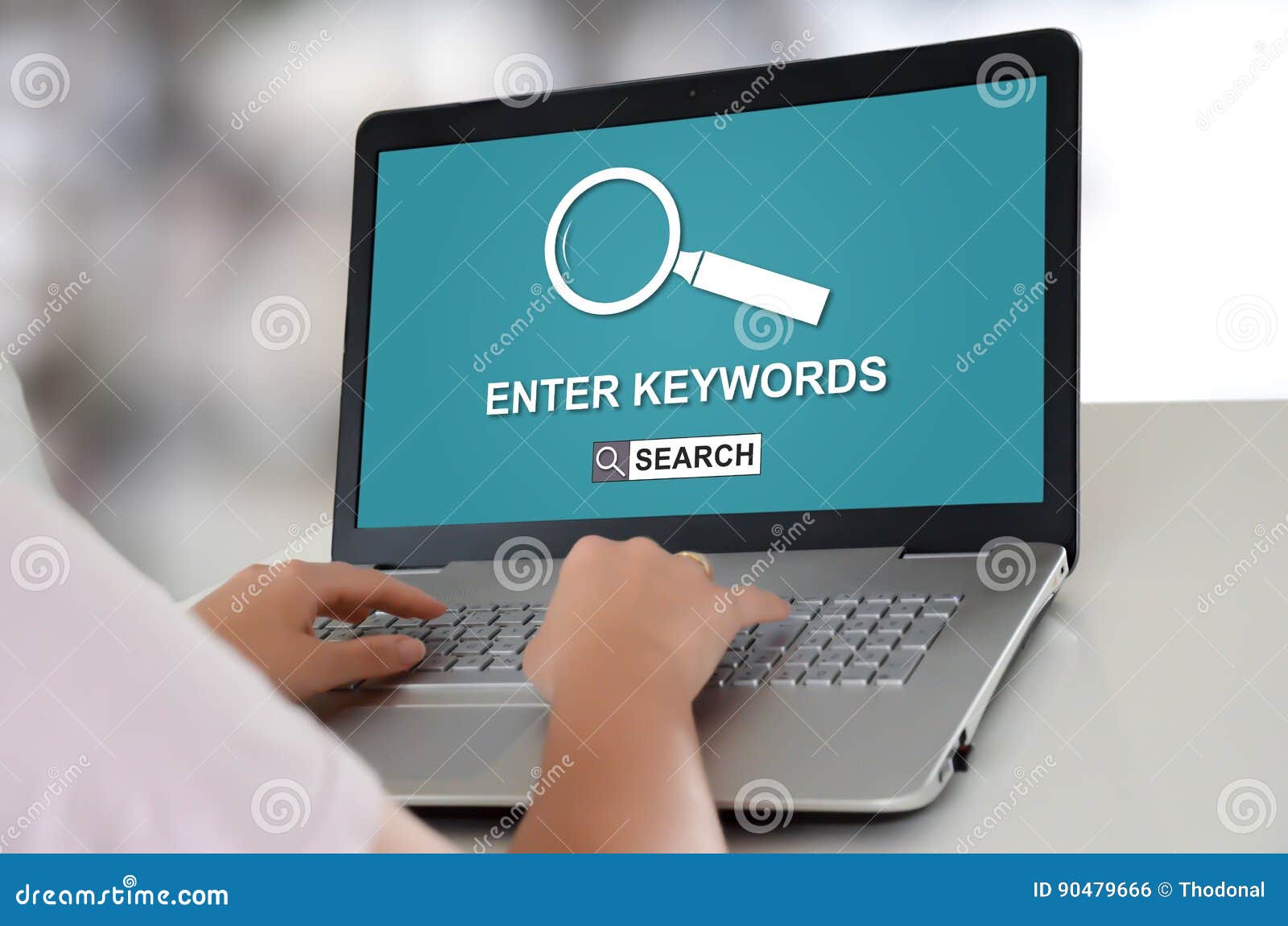 Keywords Search Concept on a Laptop Stock Photo - Image of ...