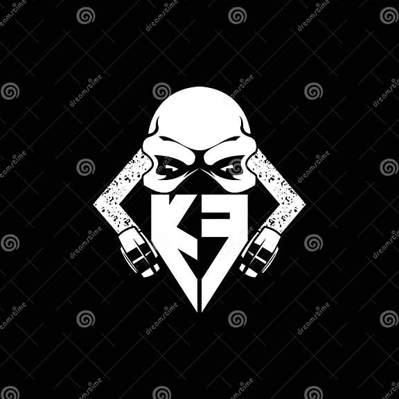 KF Initial Gaming ESport Skull Mask Style Stock Vector - Illustration ...
