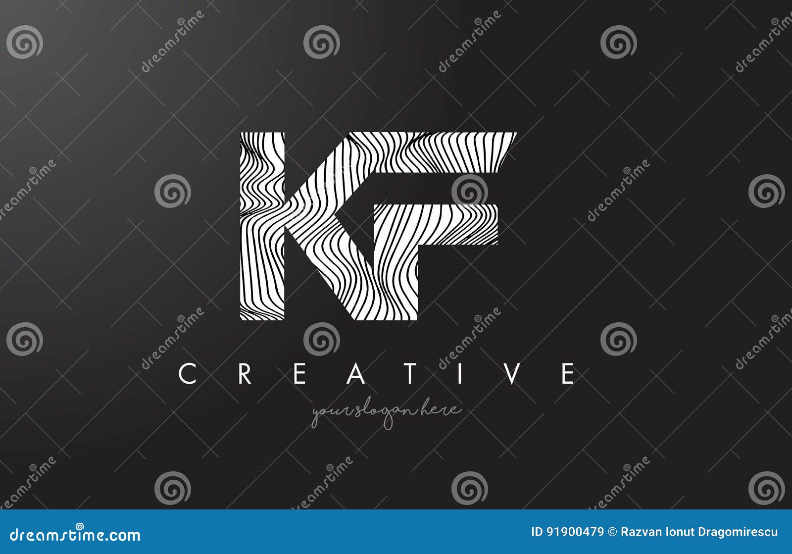 KF K F Letter Logo with Zebra Lines Texture Design Vector. Stock Vector ...