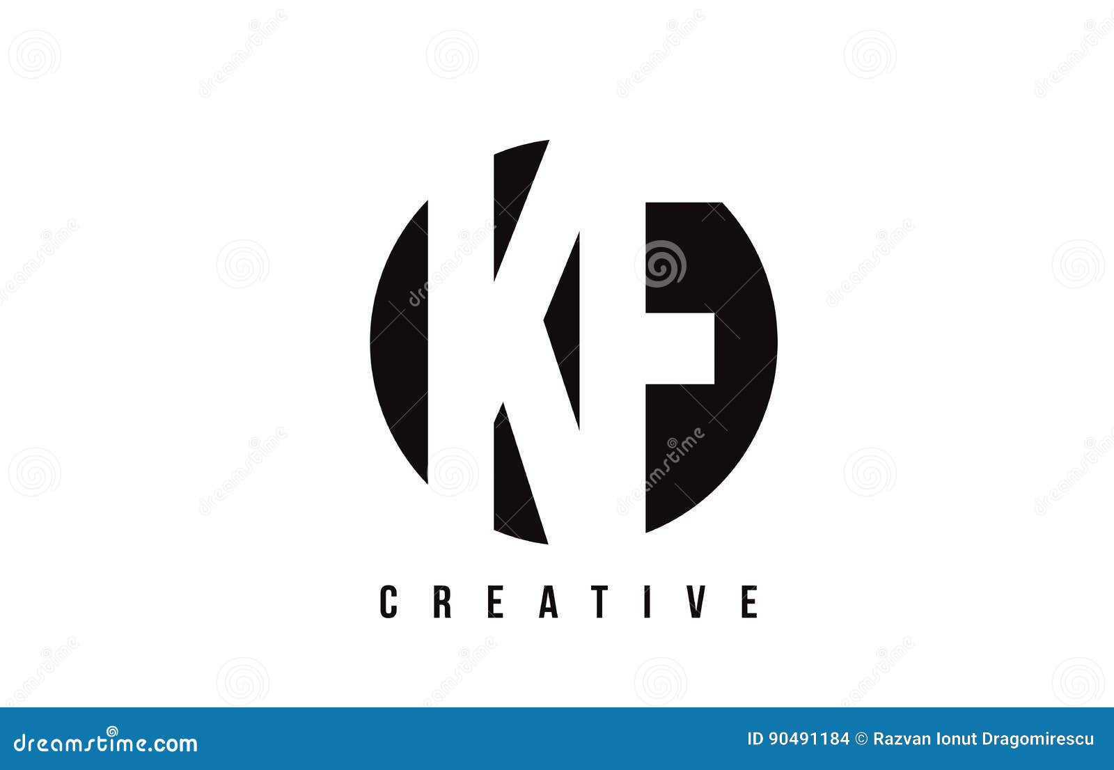 KF K F White Letter Logo Design with Circle Background. Stock Vector ...