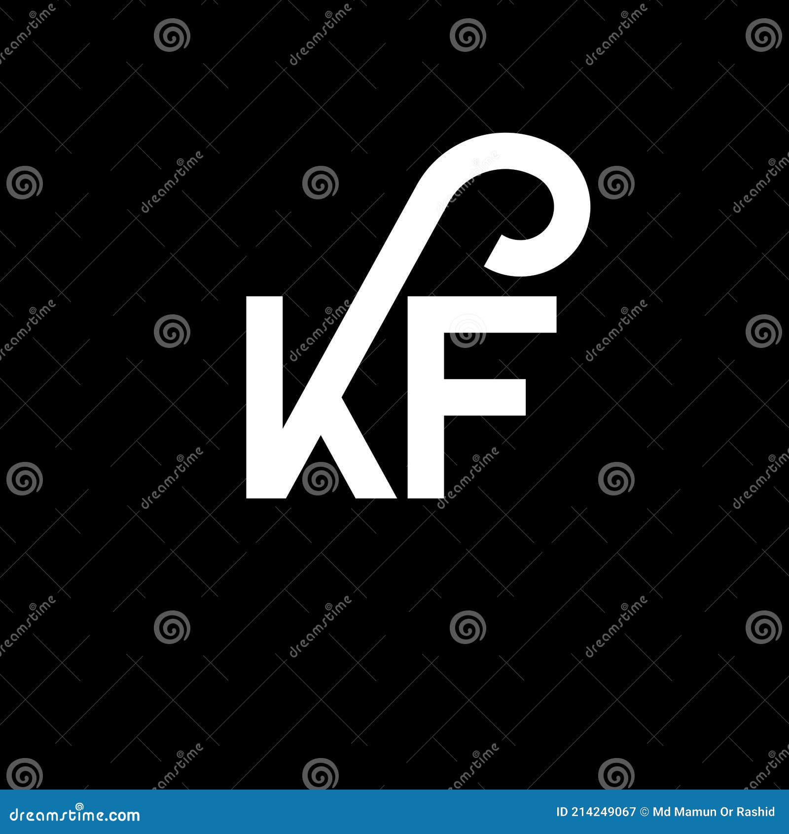 KF Letter Logo Design on Black Background. KF Creative Initials Letter ...