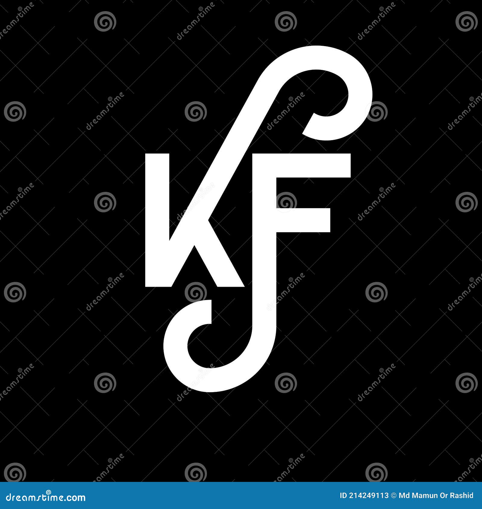 KF Letter Logo Design on Black Background. KF Creative Initials Letter ...