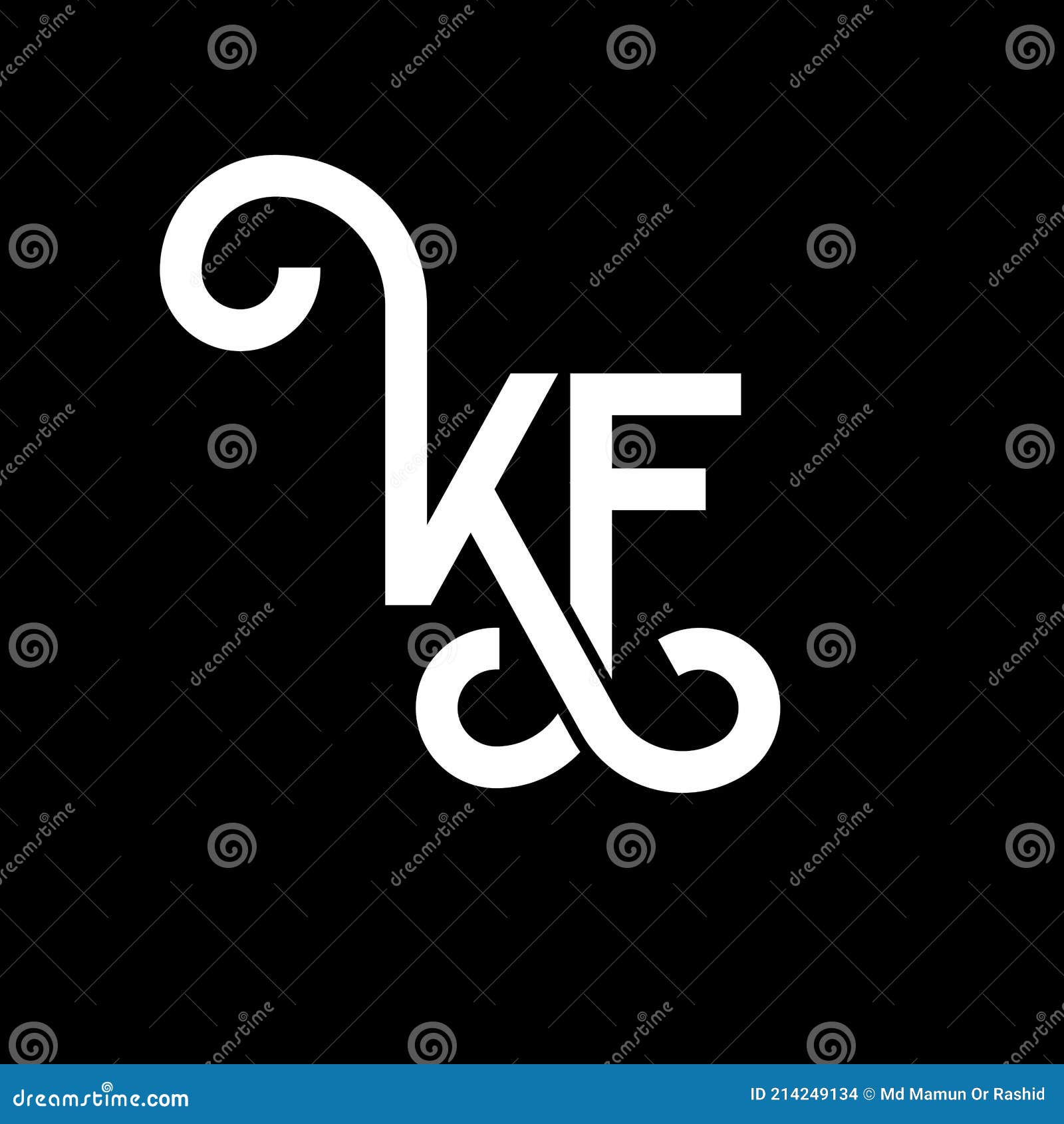 KF Letter Logo Design on Black Background. KF Creative Initials Letter ...