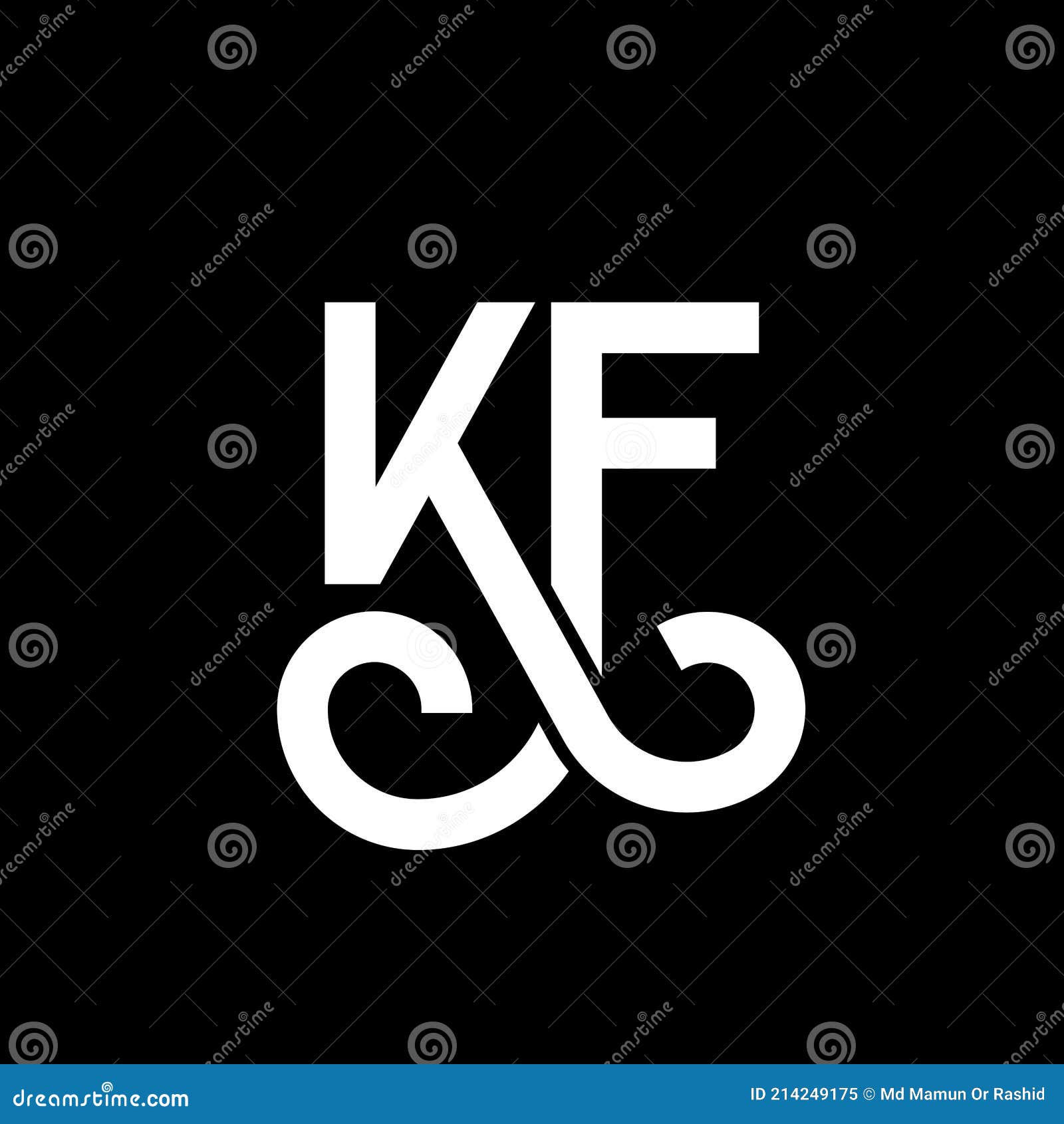 KF Letter Logo Design on Black Background. KF Creative Initials Letter ...