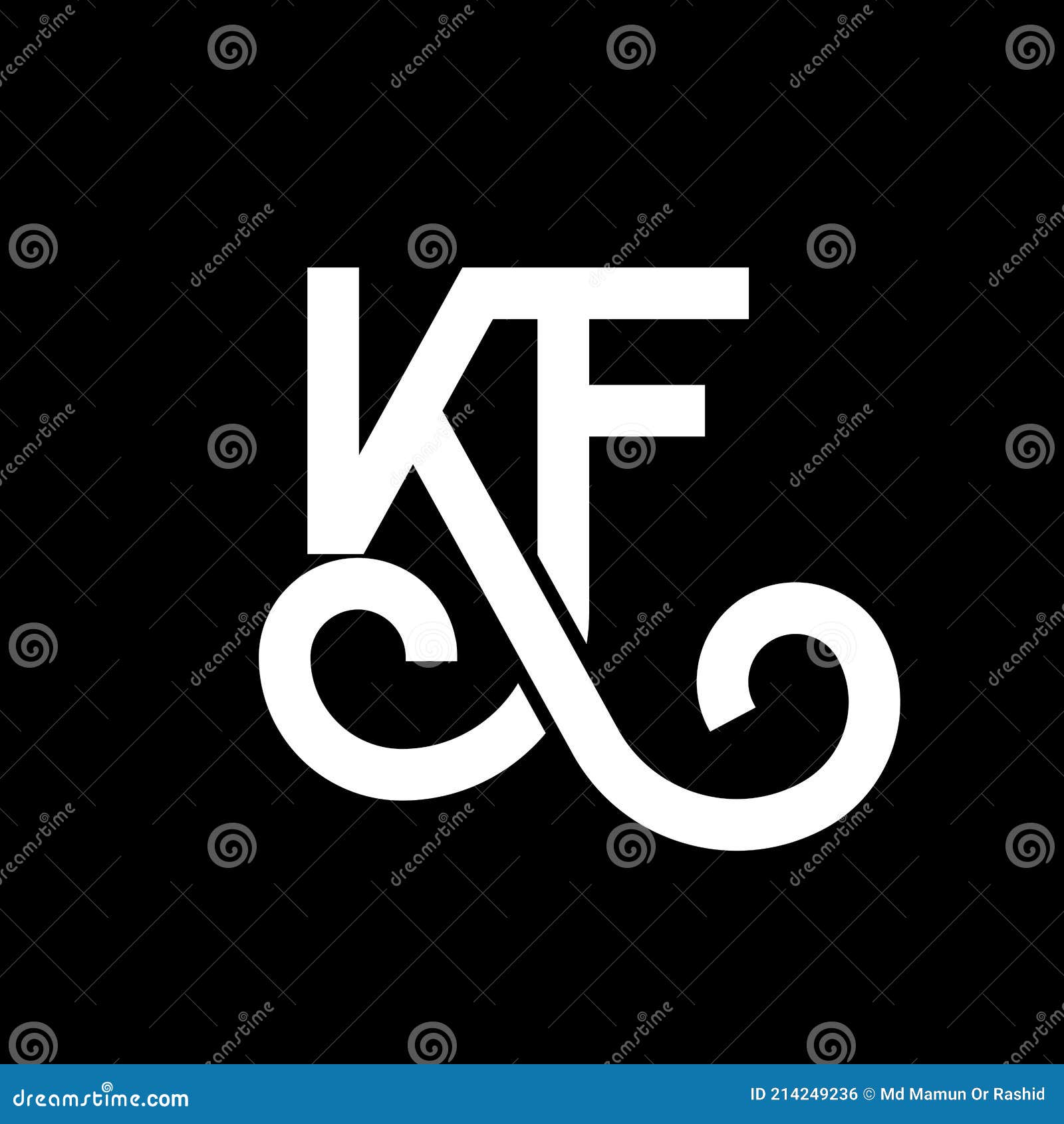 KF Letter Logo Design on Black Background. KF Creative Initials Letter ...