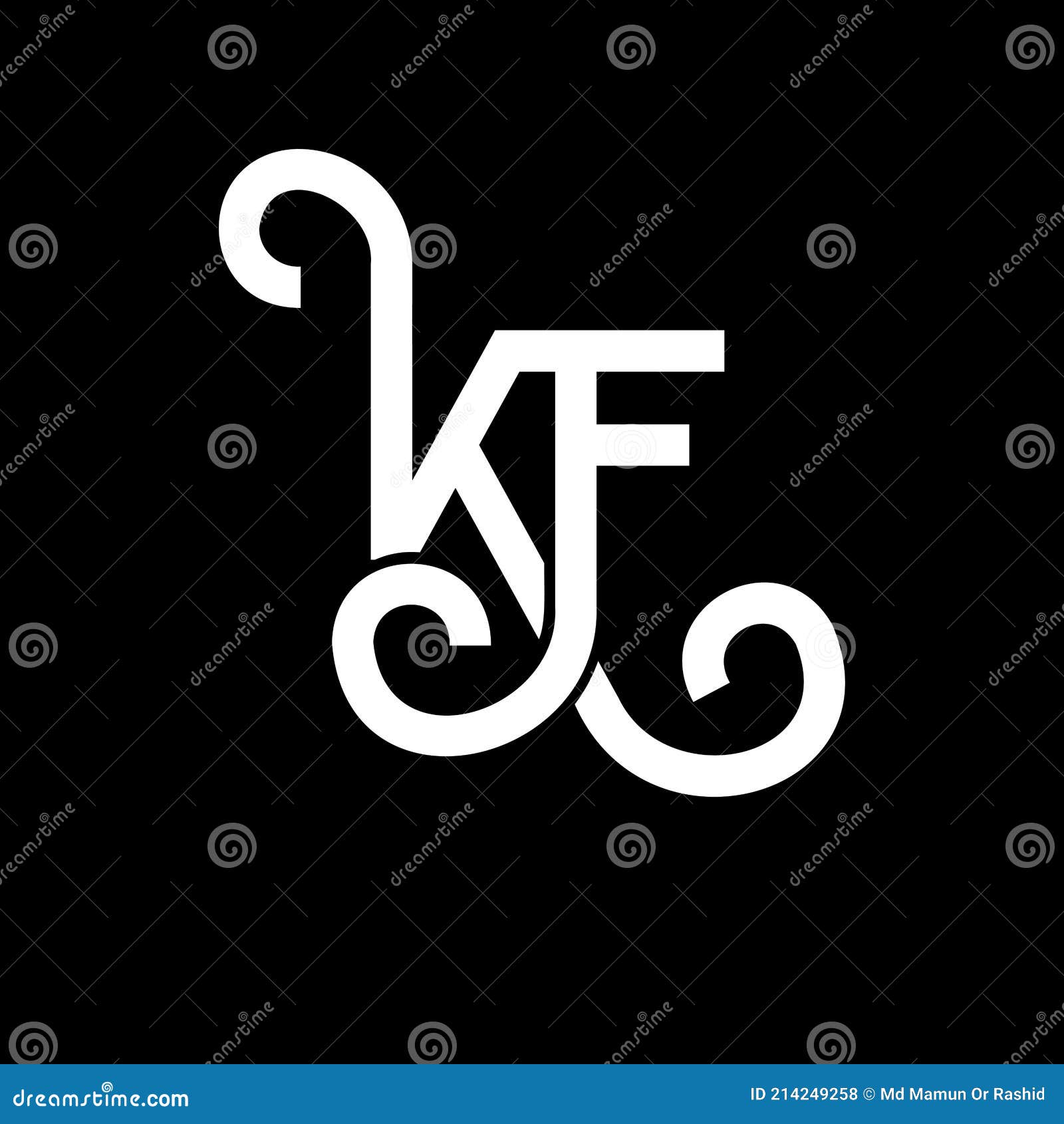 KF Letter Logo Design on Black Background. KF Creative Initials Letter ...