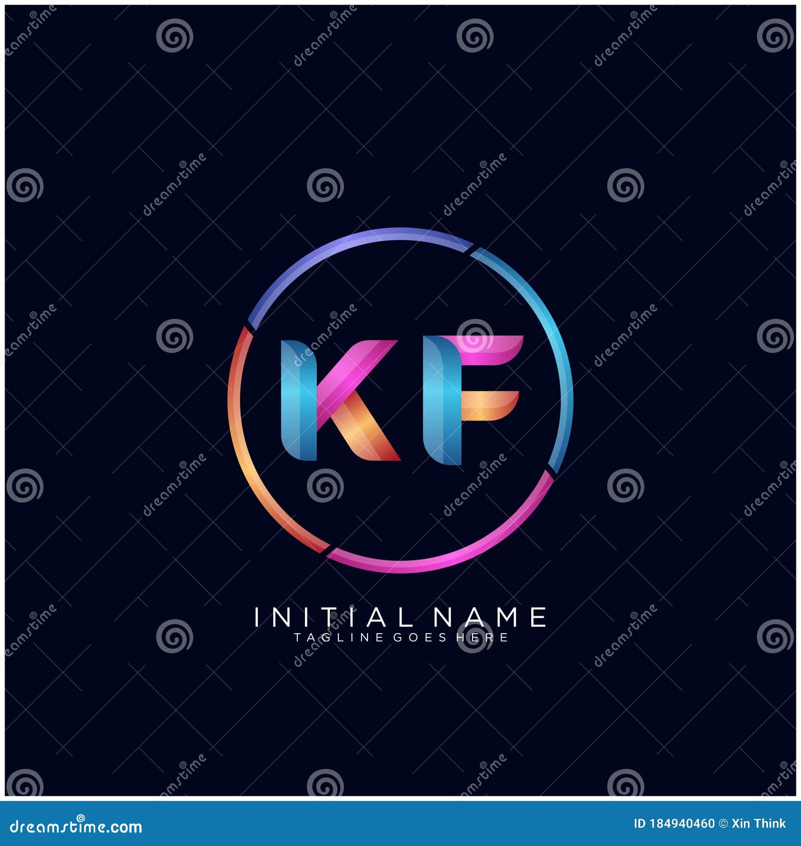 KF Letter Logo Icon Design Template Elements Stock Vector ...
