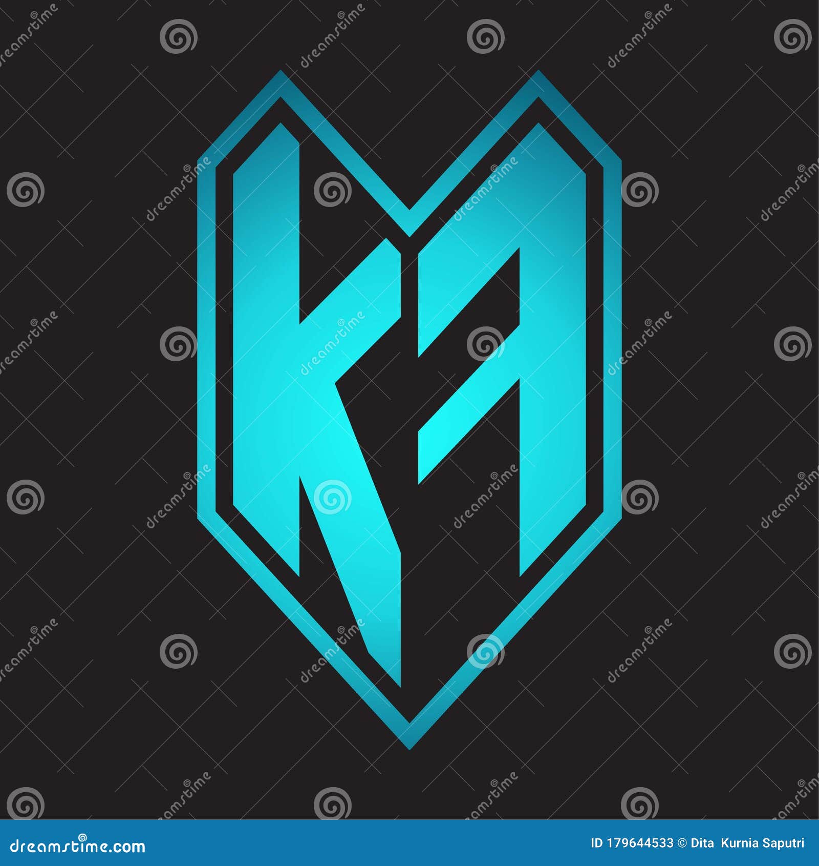 KF Logo Monogram with Emblem Line Style Isolated on Blue Gradient ...