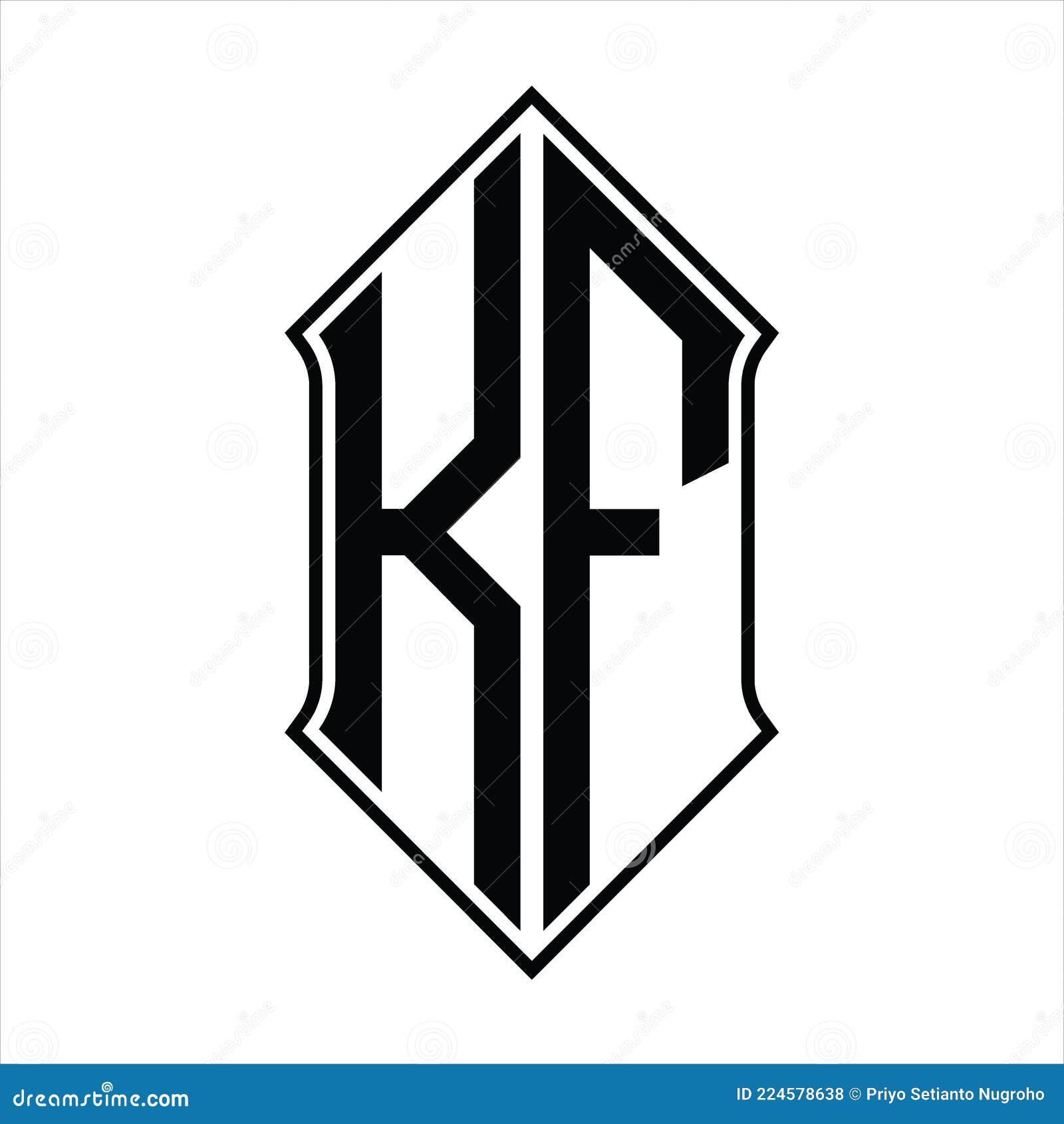 KF Logo Monogram with Shieldshape and Outline Design Template Vector ...