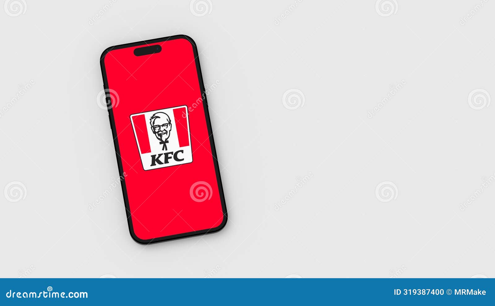 KFC Logo on Mobile Phone Screen on Gray Background with Copy Space ...