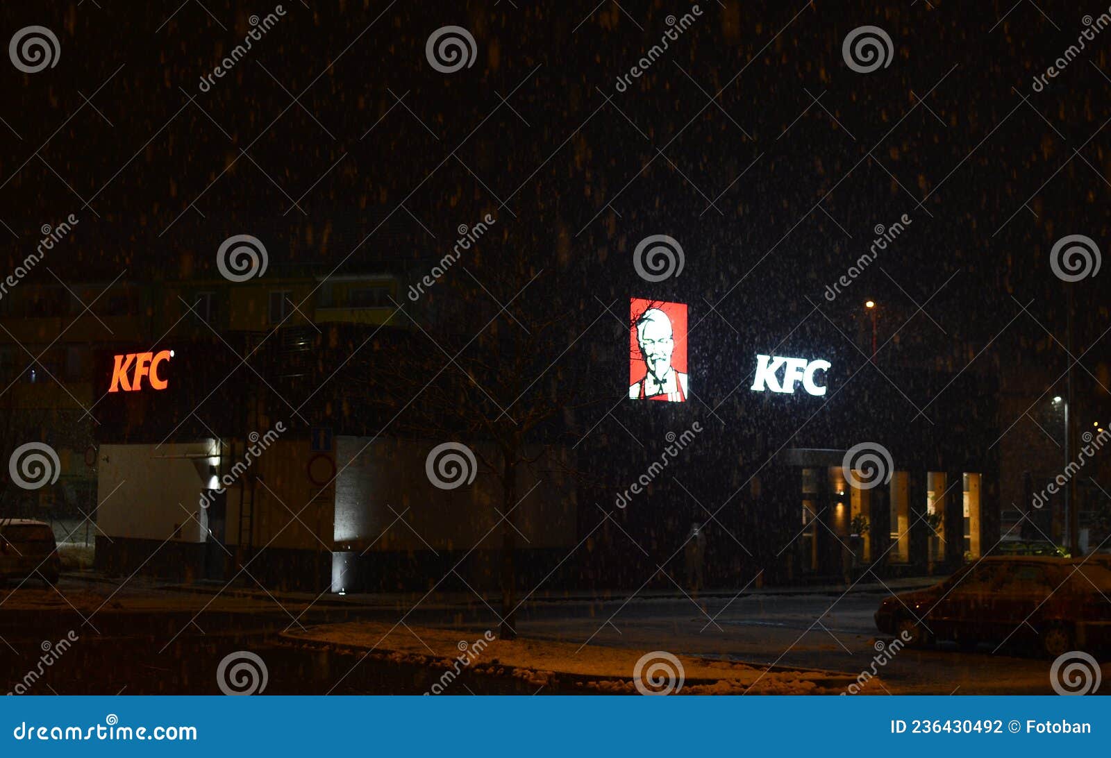 KFC Restaurant in Winter at Night Editorial Photography - Image of ...