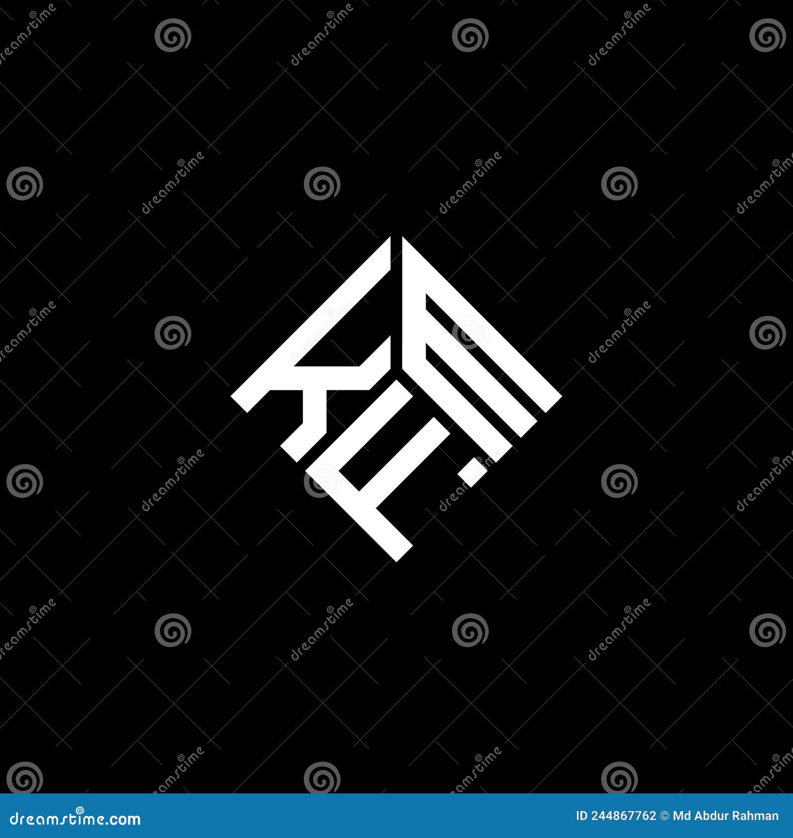 KFM Letter Logo Design on Black Background. KFM Creative Initials ...