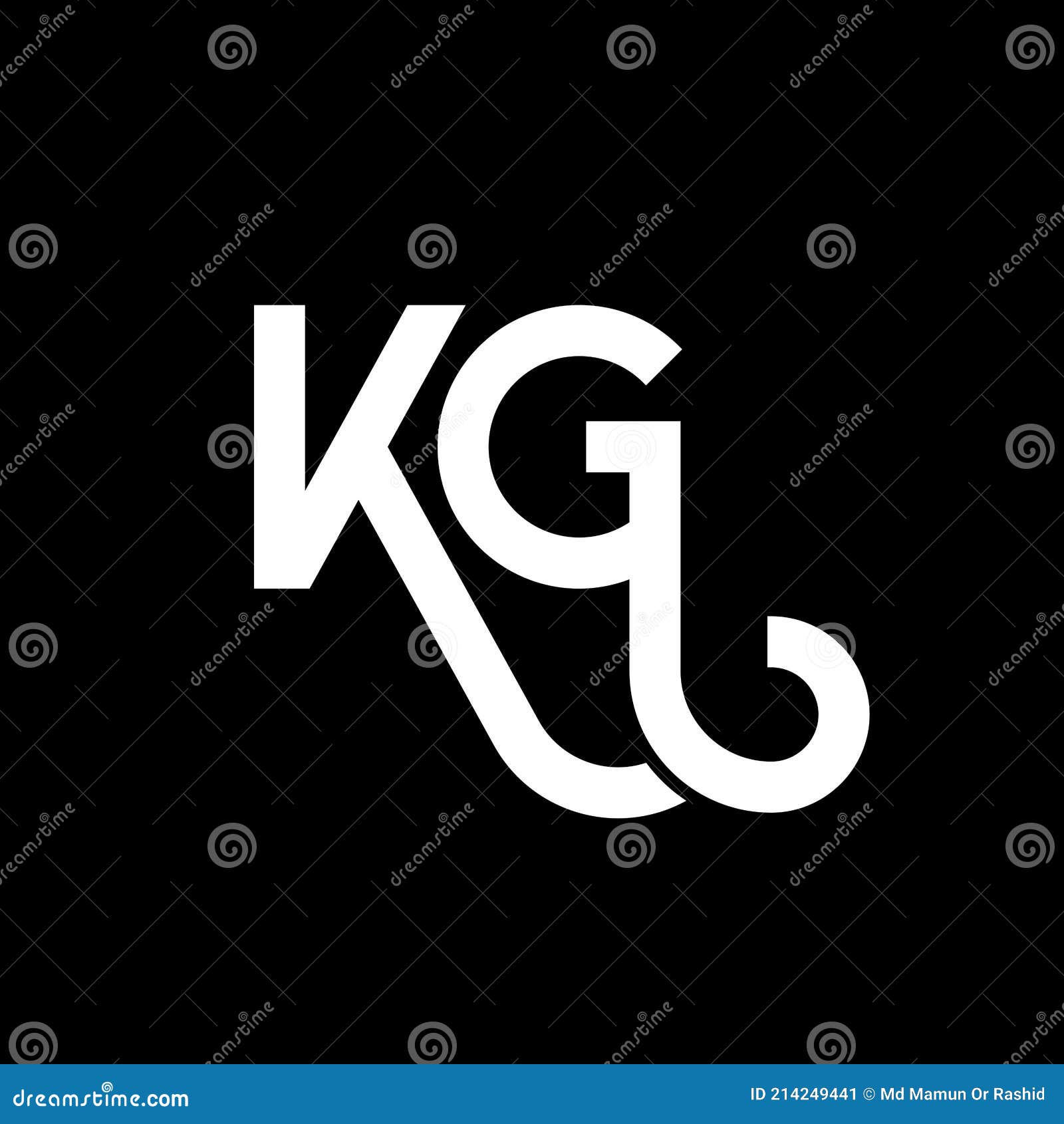 KG Letter Logo Design on Black Background. KG Creative Initials Letter ...