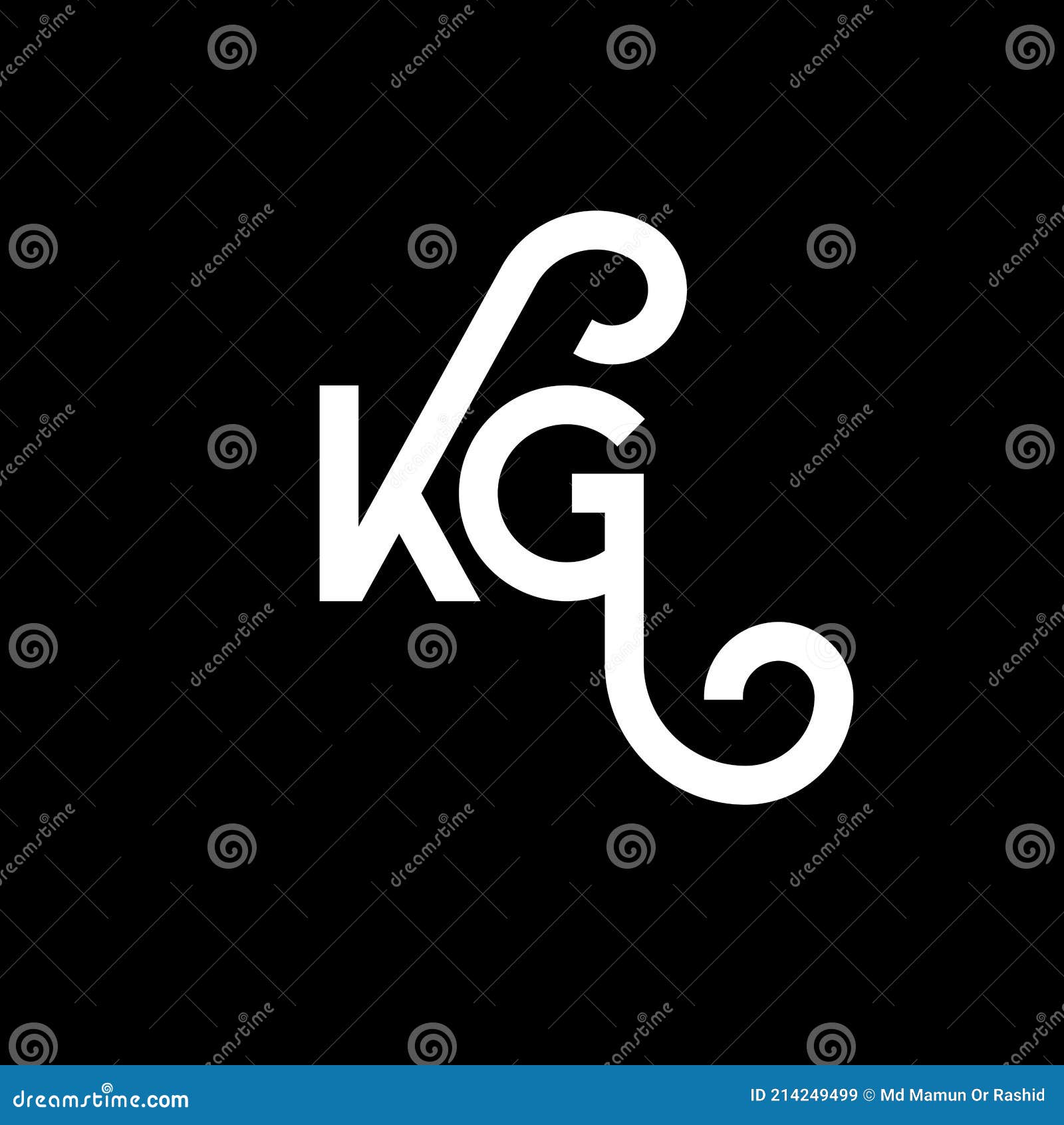 KG Letter Logo Design on Black Background. KG Creative Initials Letter ...
