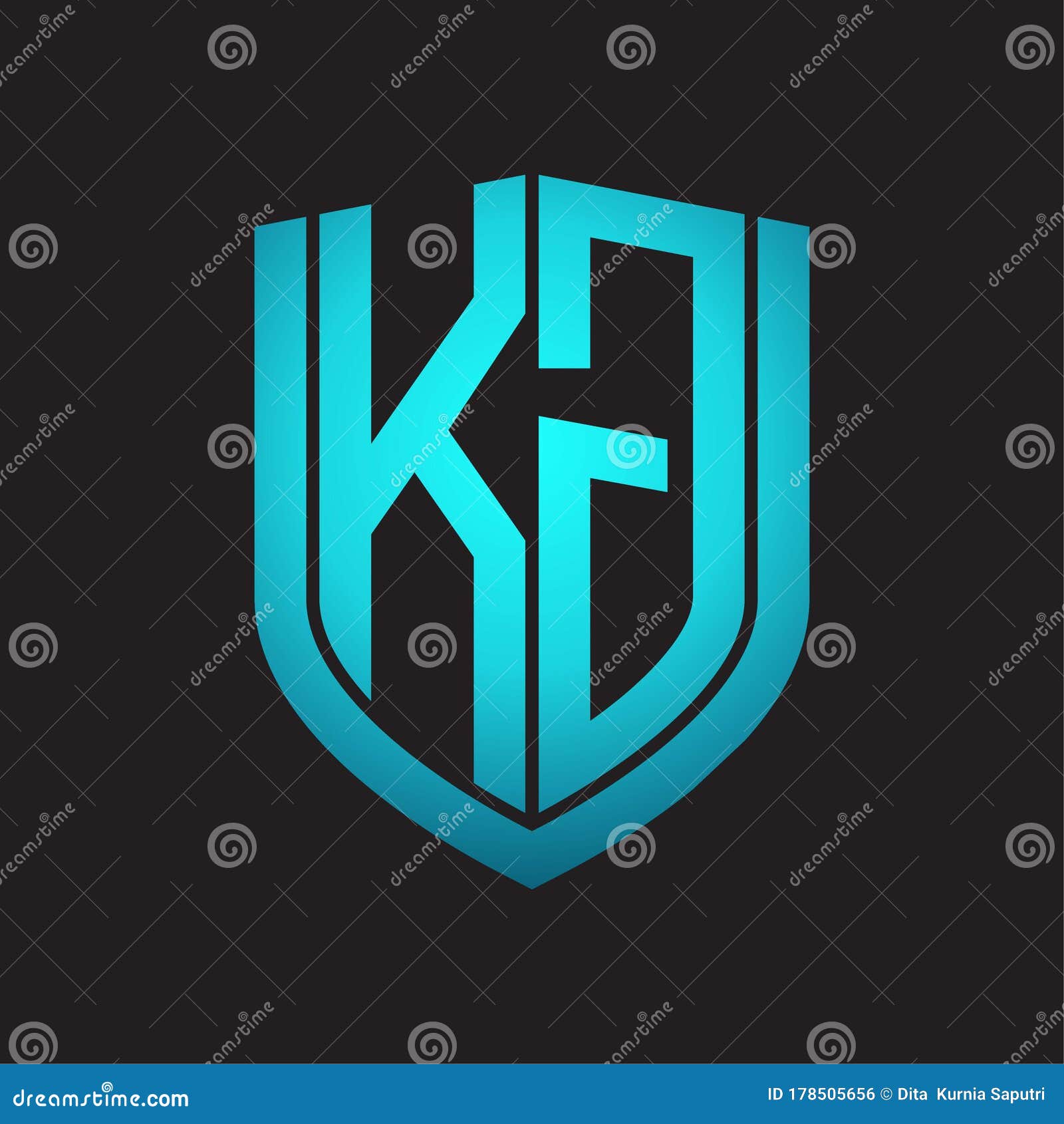KG Logo Monogram with Emblem Shield Design Isolated with Blue Colors on ...