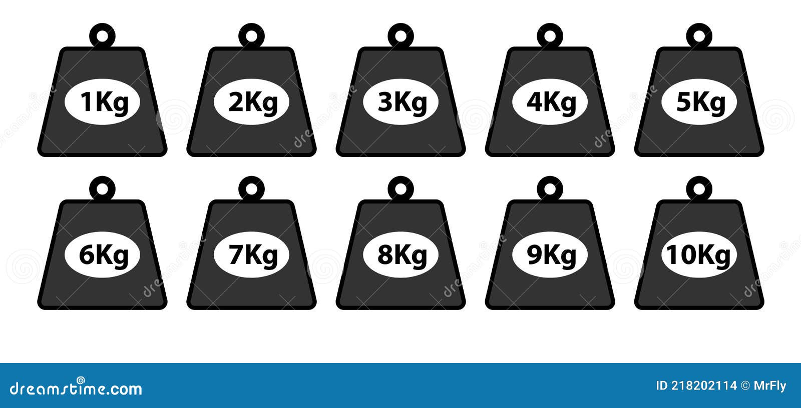 1 - 10 Kg Weight Set, Isolated On White, Vector Illustration ...