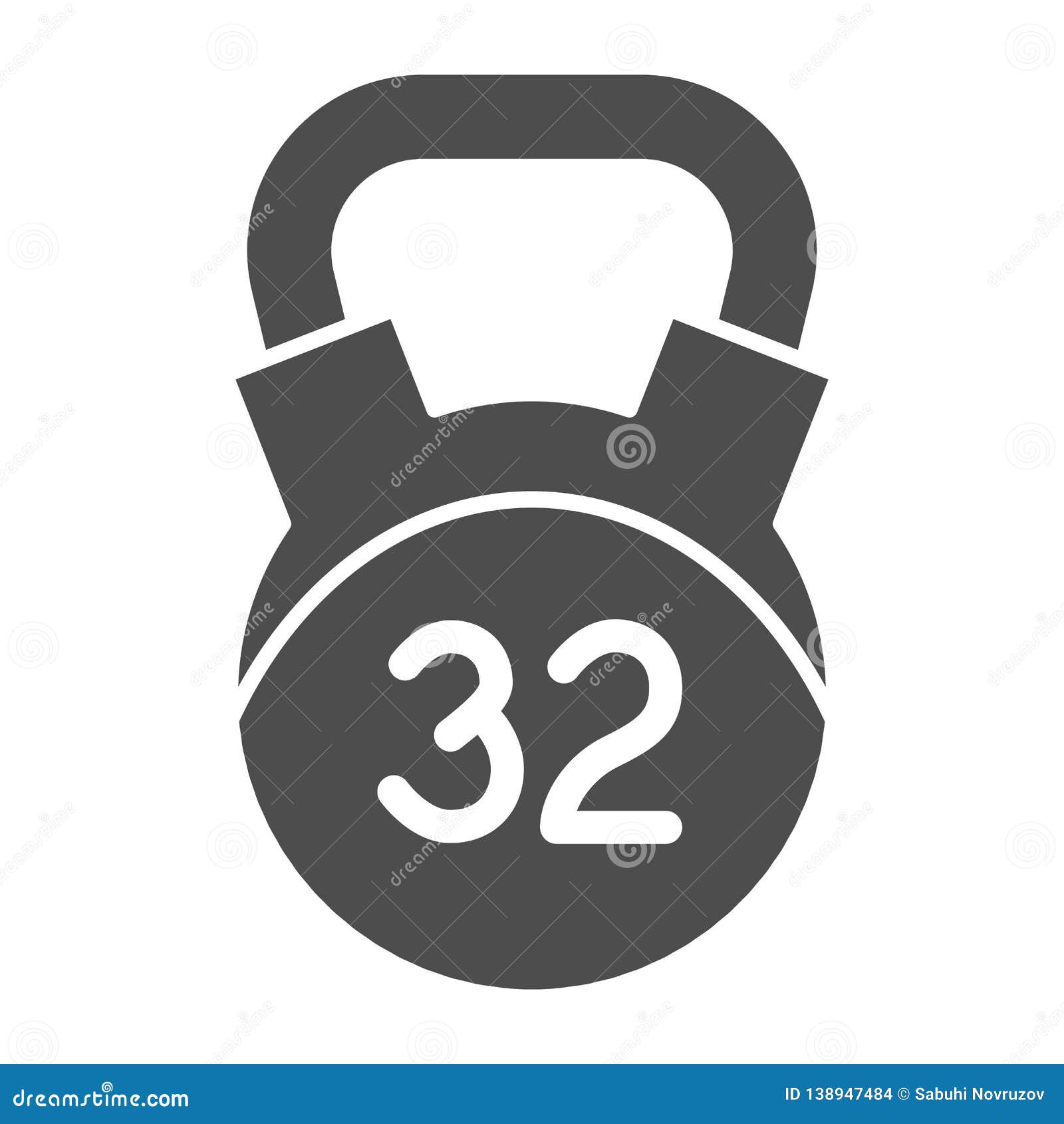 32 Kg Weight Solid Icon. Kettlebell Vector Illustration Isolated on ...