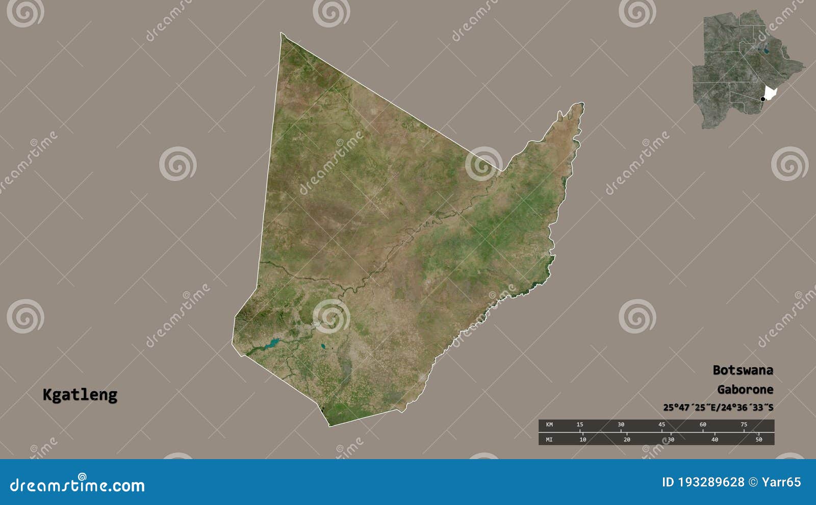 Kgatleng, District of Botswana, Zoomed. Satellite Stock Illustration ...