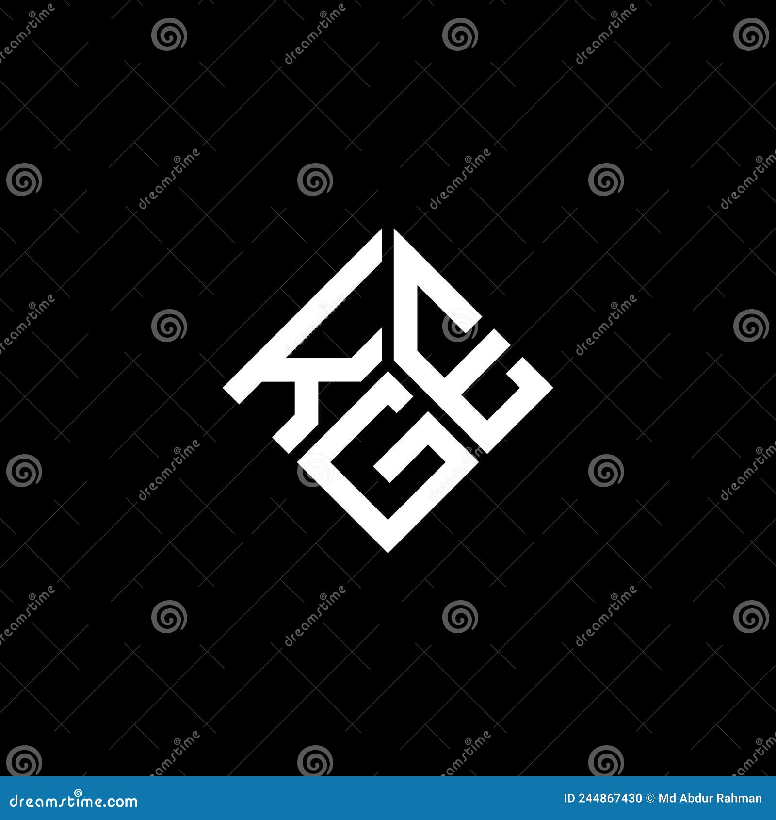 KGE Letter Logo Design on Black Background. KGE Creative Initials ...