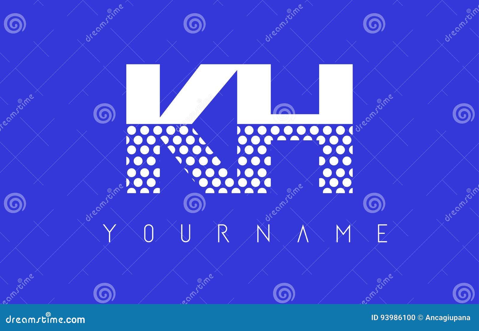 KH K H Dotted Letter Logo Design with Blue Background. Stock Vector ...