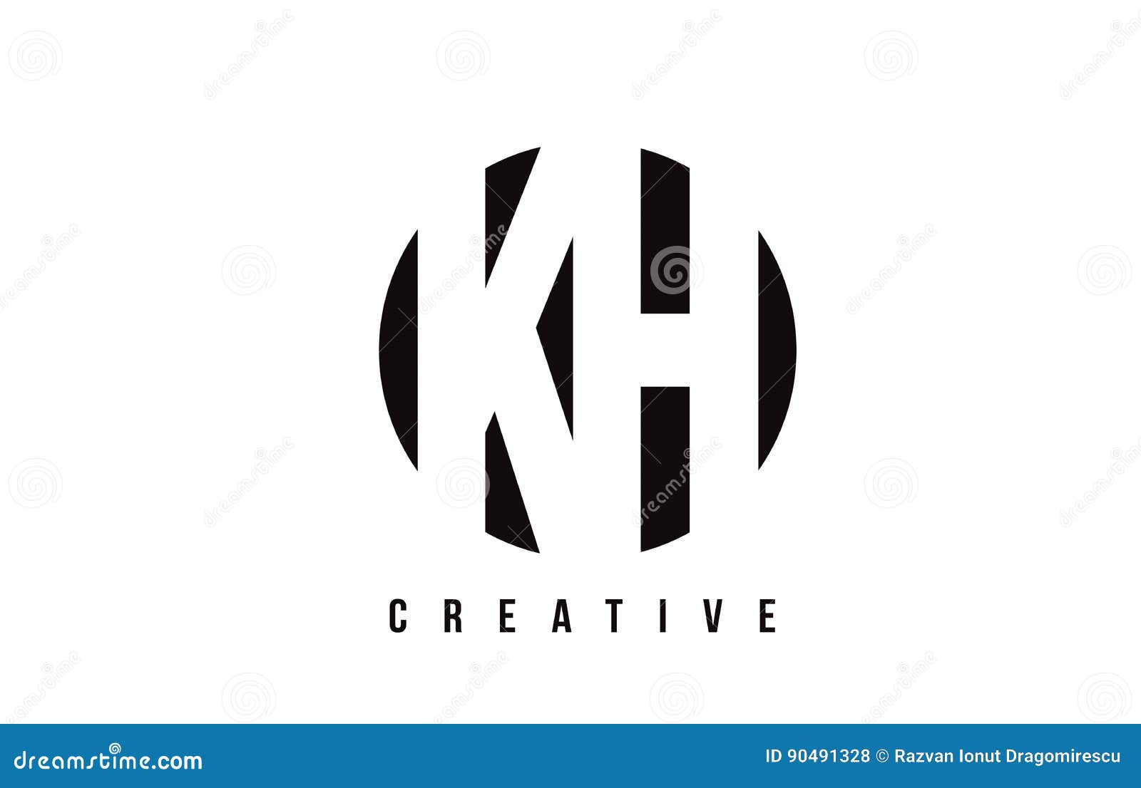 KH K H White Letter Logo Design with Circle Background. Stock Vector ...