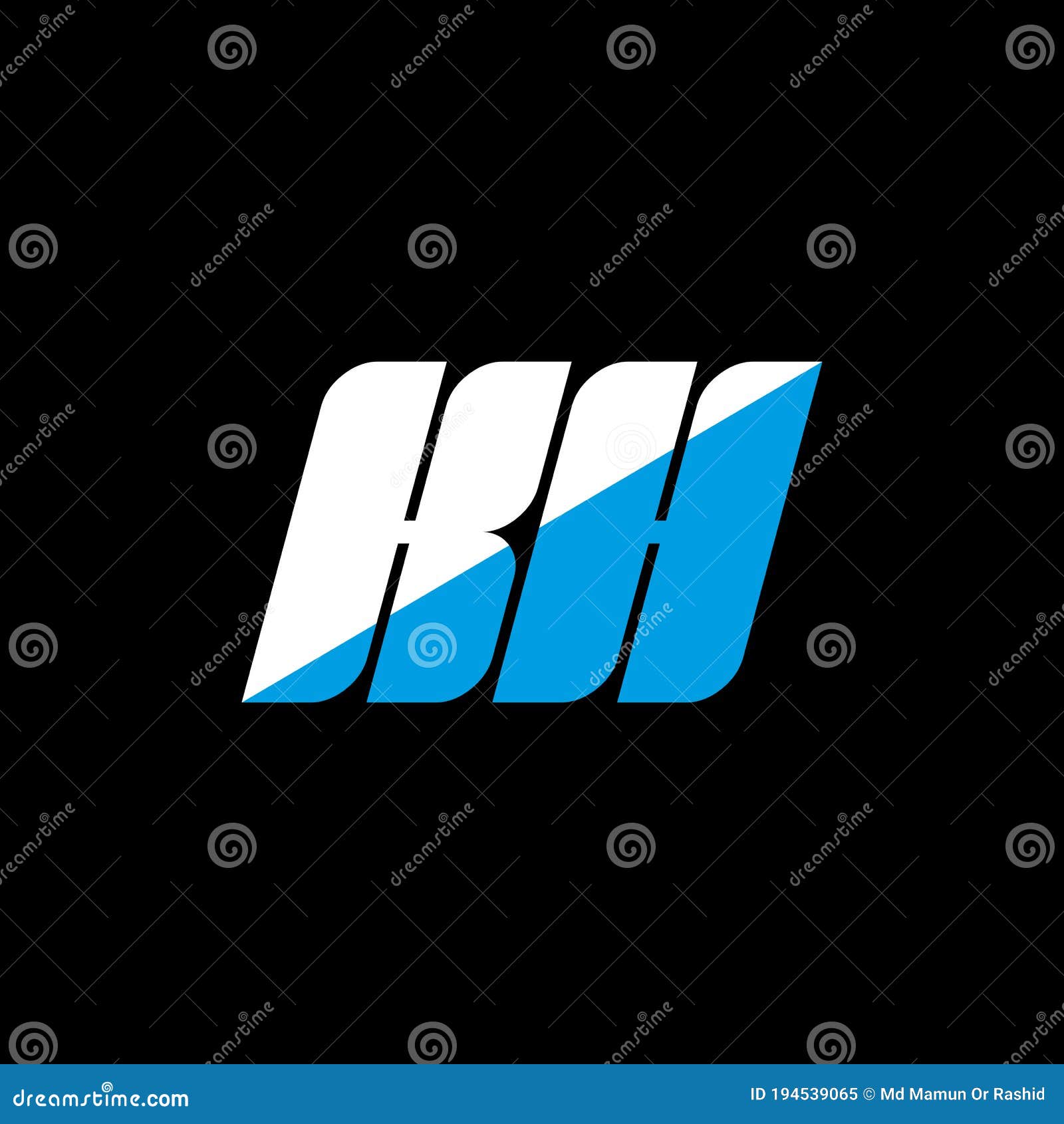 KH Letter Logo Design on Black Background. KH Creative Initials Letter ...