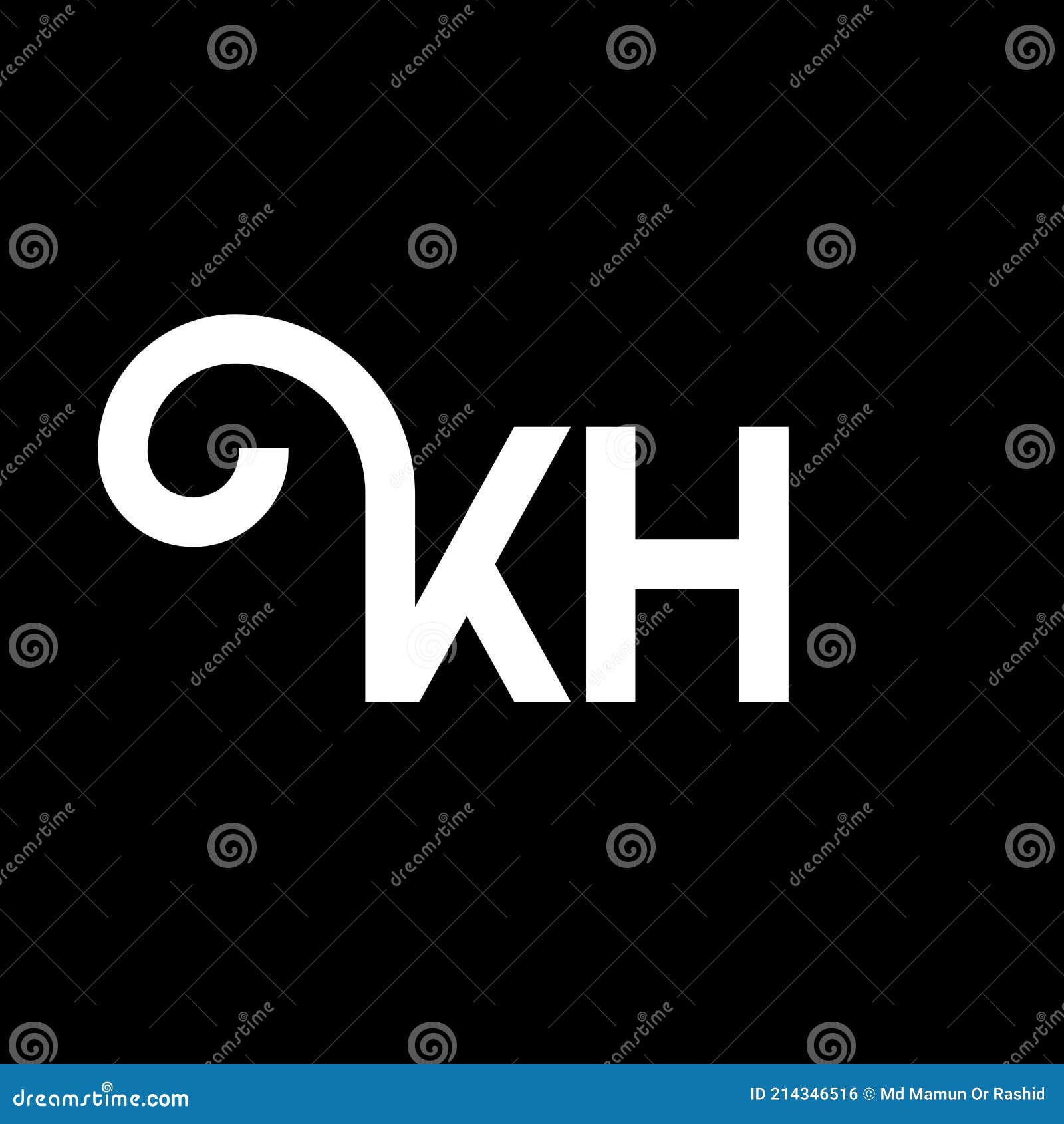 KH Letter Logo Design on Black Background. KH Creative Initials Letter ...