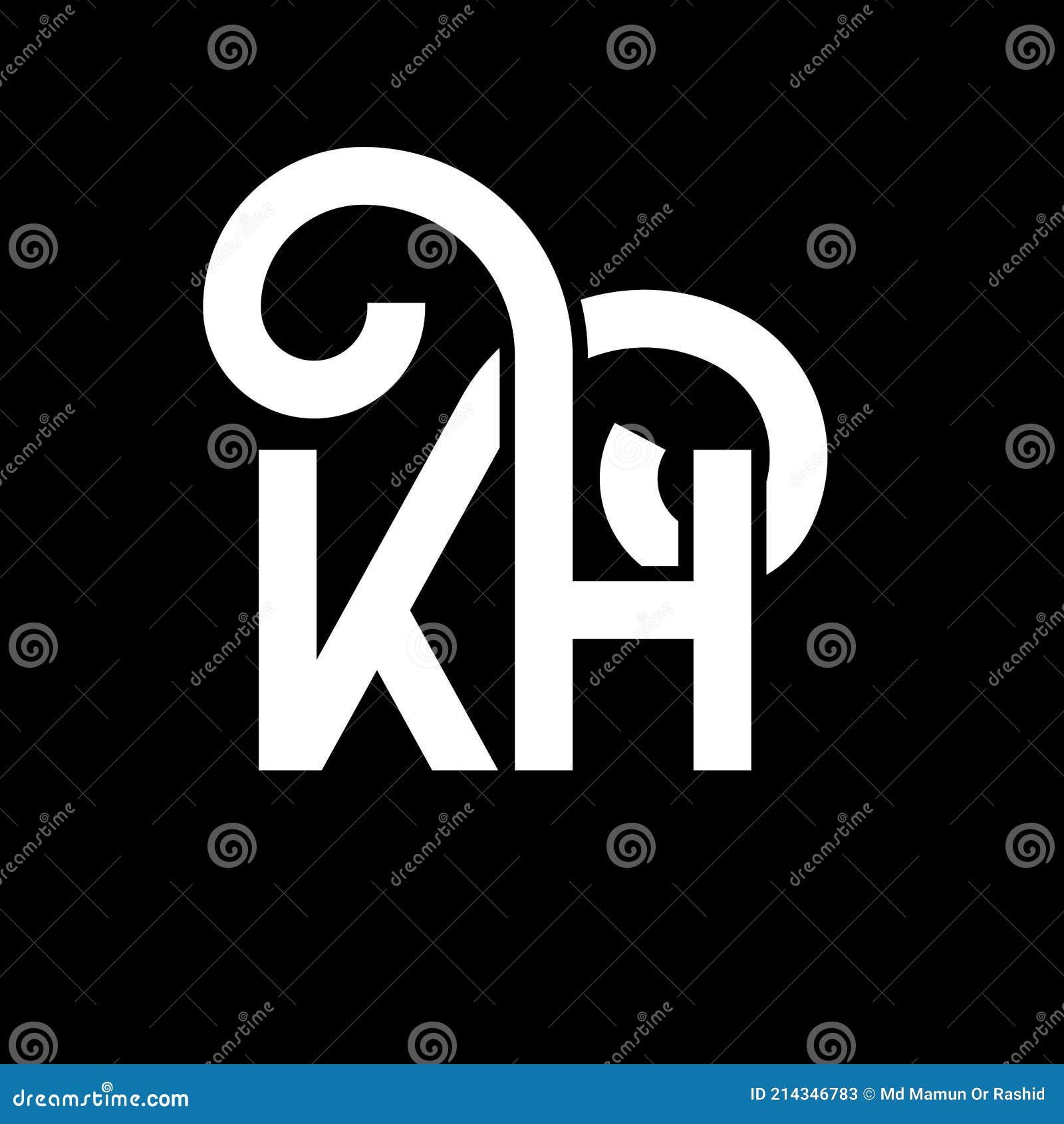 KH Letter Logo Design on Black Background. KH Creative Initials Letter ...
