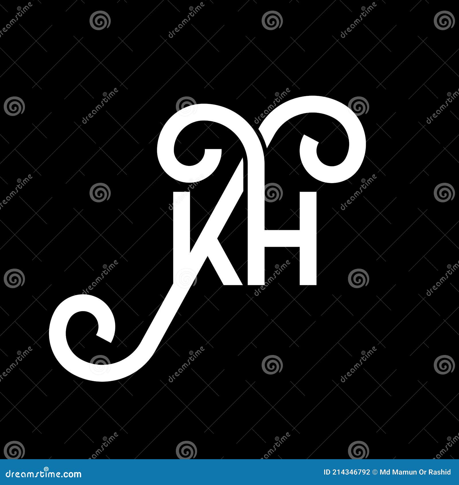 KH Letter Logo Design on Black Background. KH Creative Initials Letter ...