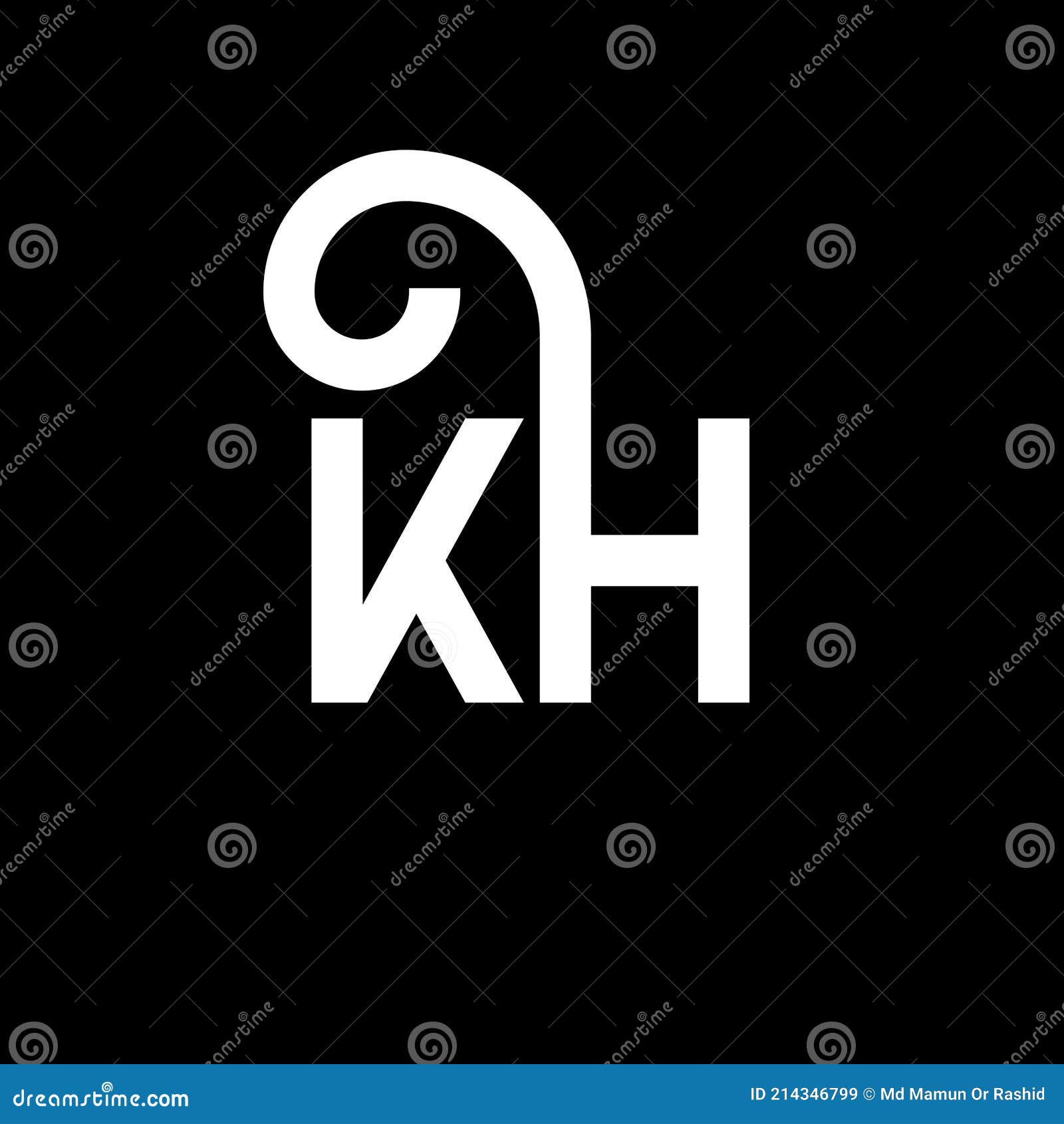 KH Letter Logo Design on Black Background. KH Creative Initials Letter ...