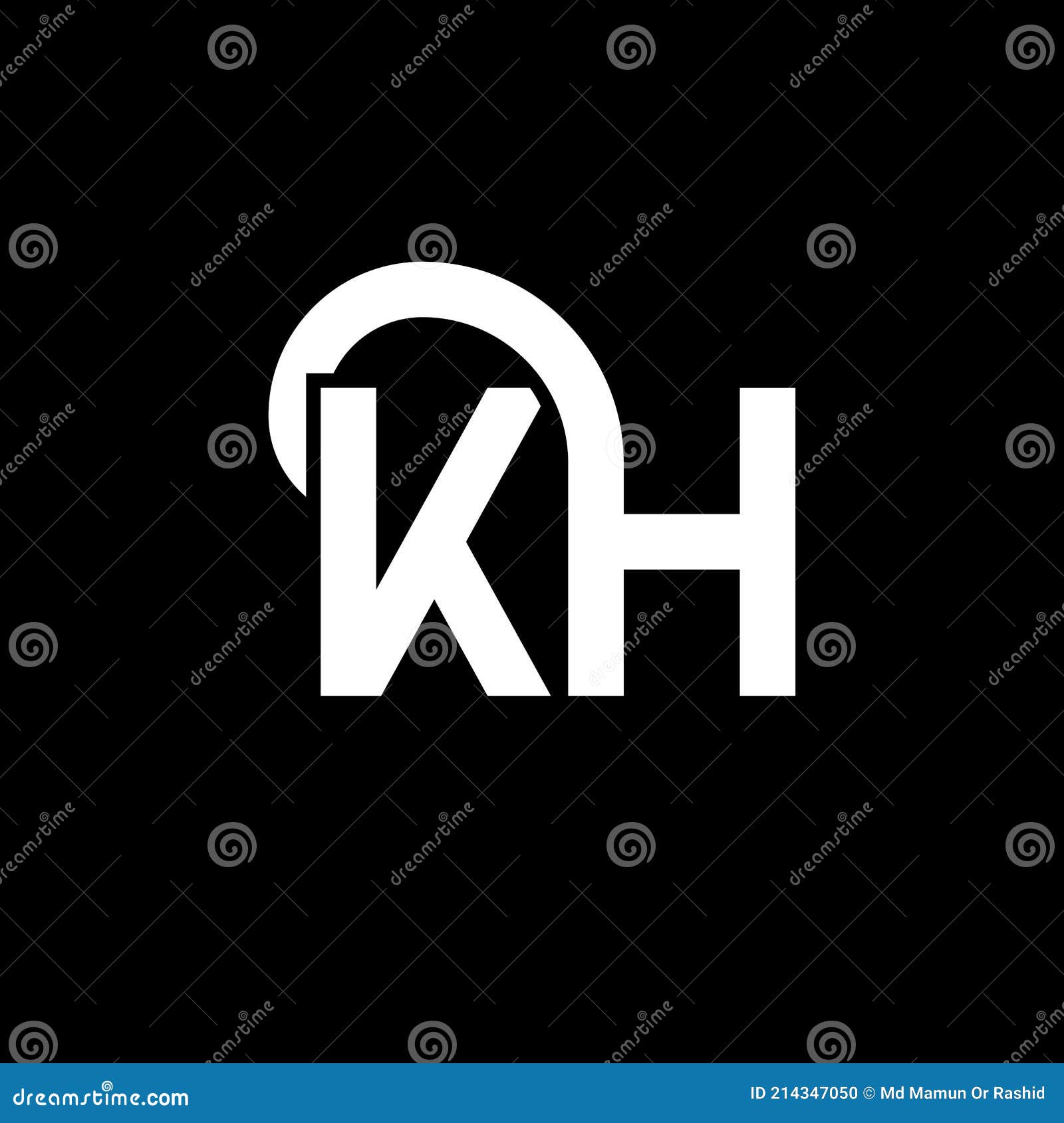 KH Letter Logo Design on Black Background. KH Creative Initials Letter ...
