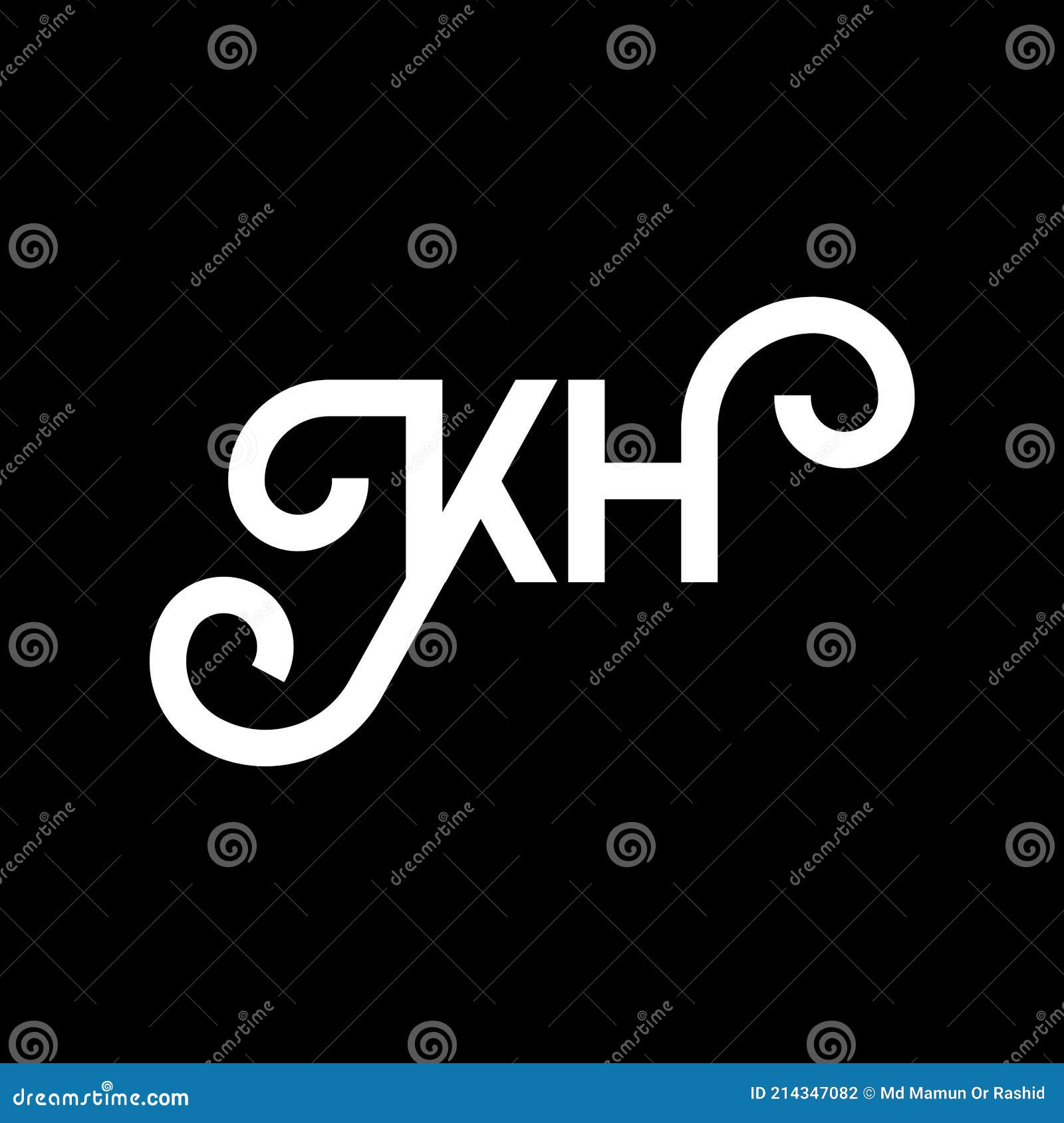 KH Letter Logo Design on Black Background. KH Creative Initials Letter ...