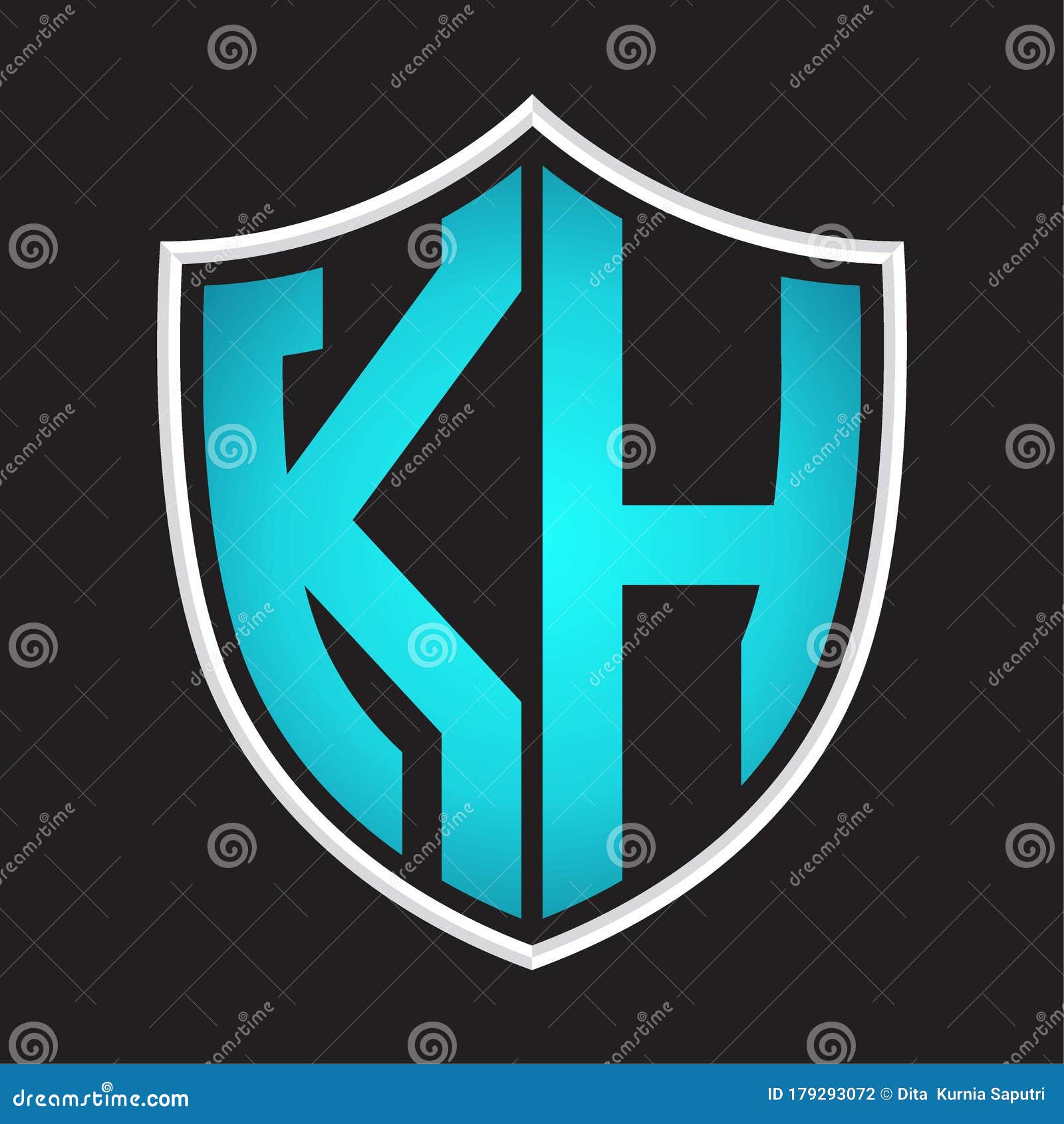 KH Logo Monogram with Shield Shape Isolated Blue Colors on Outline ...