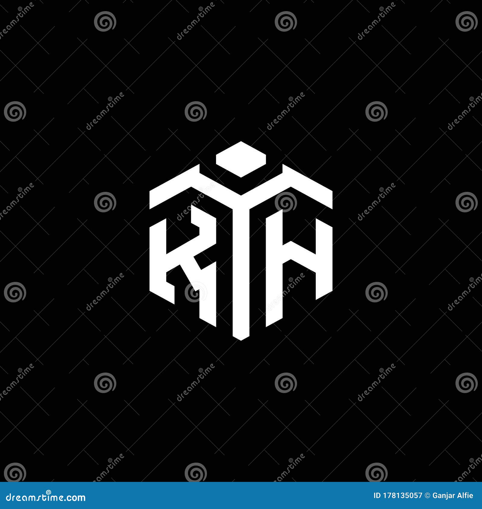 KH Monogram Logo with Abstract Hexagon Style Design Template Stock ...