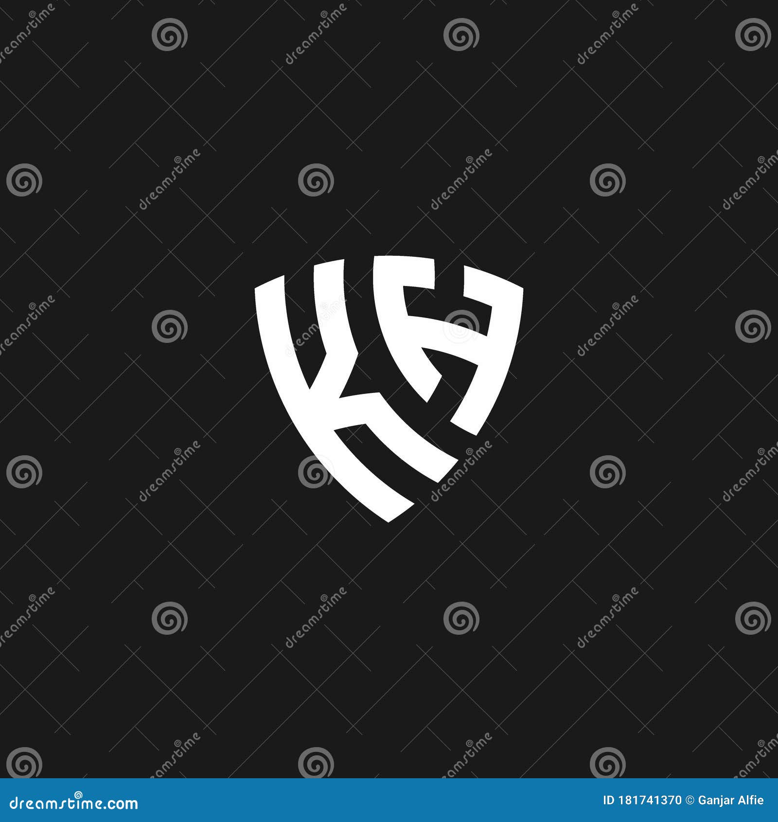 KH Monogram Logo with Shield Shape Stock Vector - Illustration of font ...