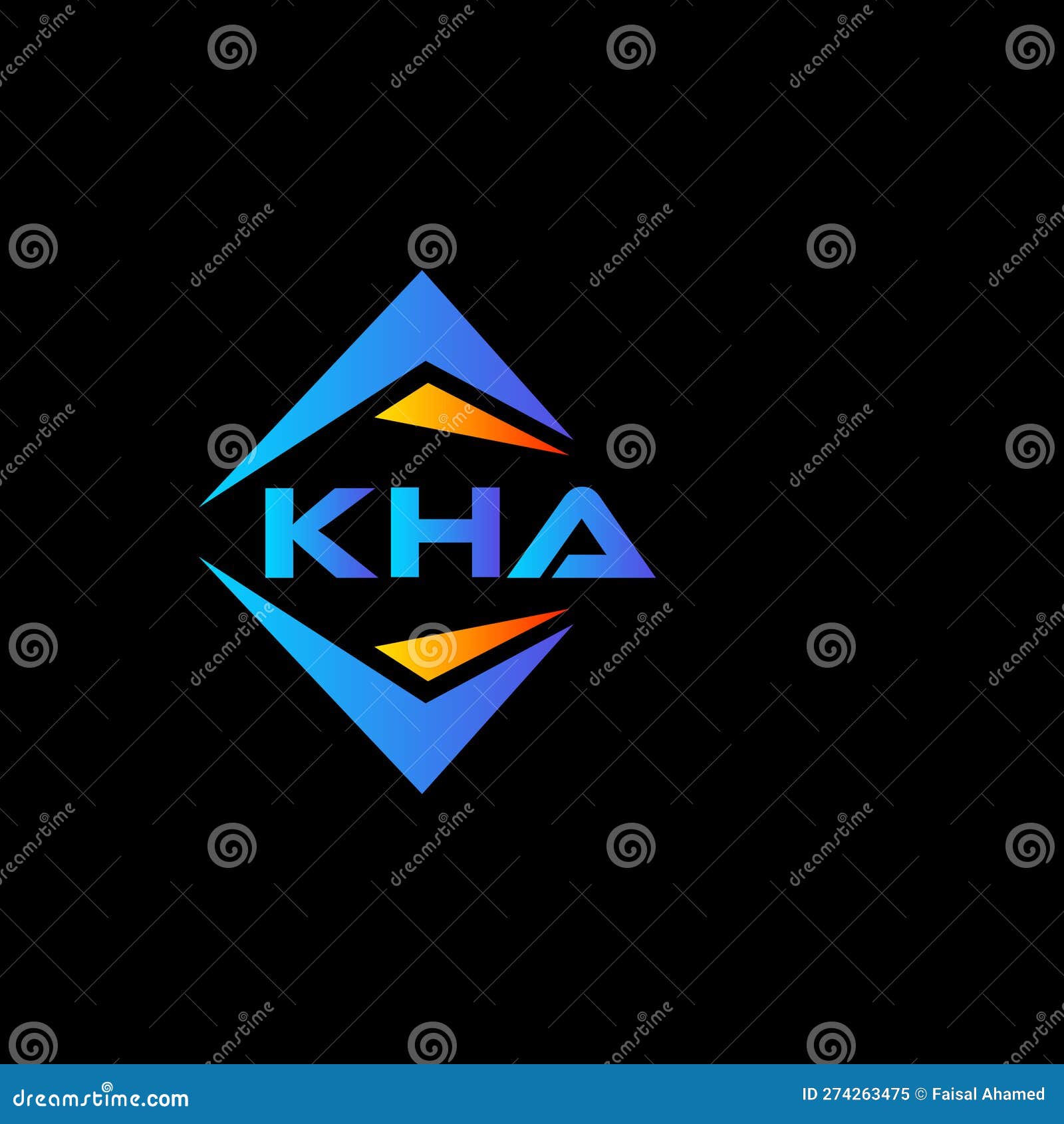 KHA Abstract Technology Logo Design on Black Background. KHA Creative ...
