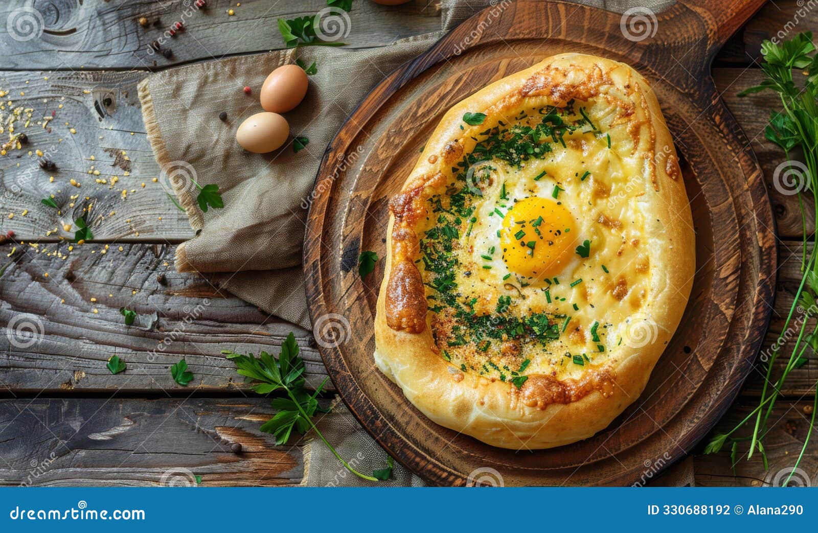 Khachapuri - Traditional Georgian Cheese Filled Bread on Dark Rustic ...