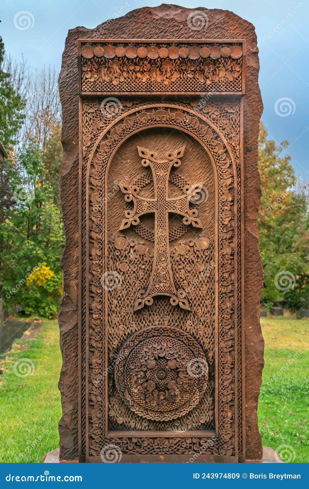 Khachkar in Armenia stock image. Image of carving, ornament - 243974809