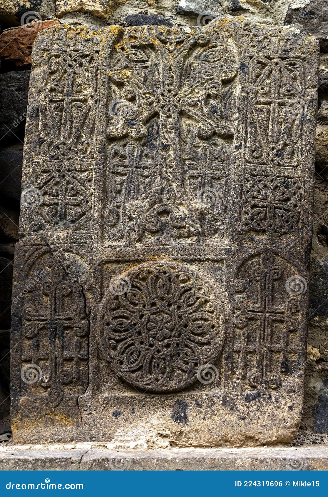 Khachkar in monastery stock photo. Image of vertical - 224319696